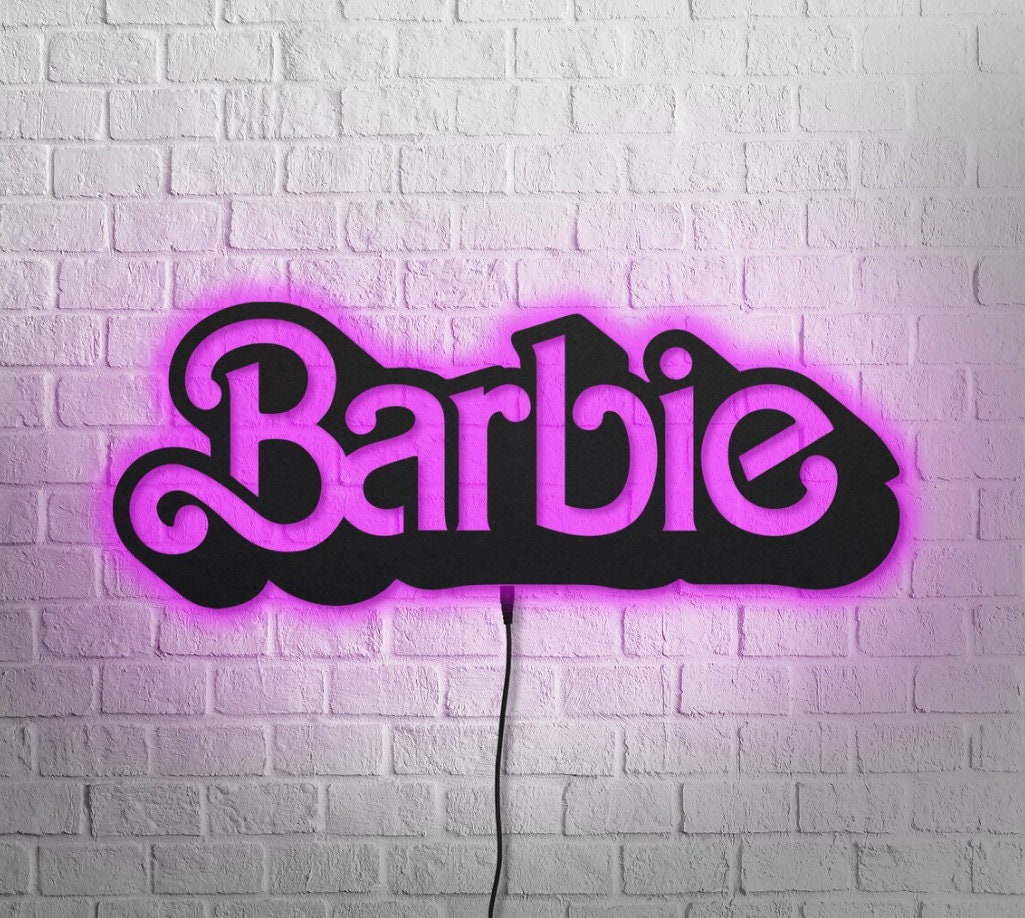 Barbie Wall Decor With Pink Led Light, Unique Barbie Wall Decor for ...
