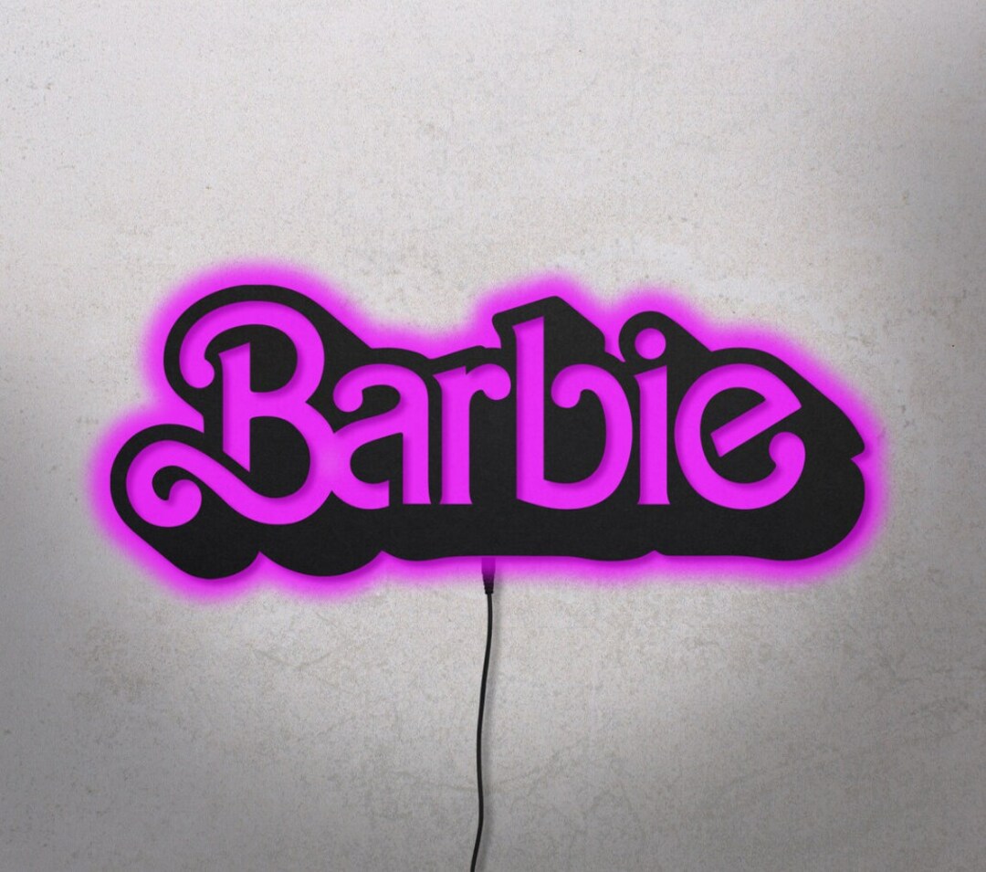 Barbie Wall Decor With Pink Led Light, Unique Barbie Wall Decor for ...