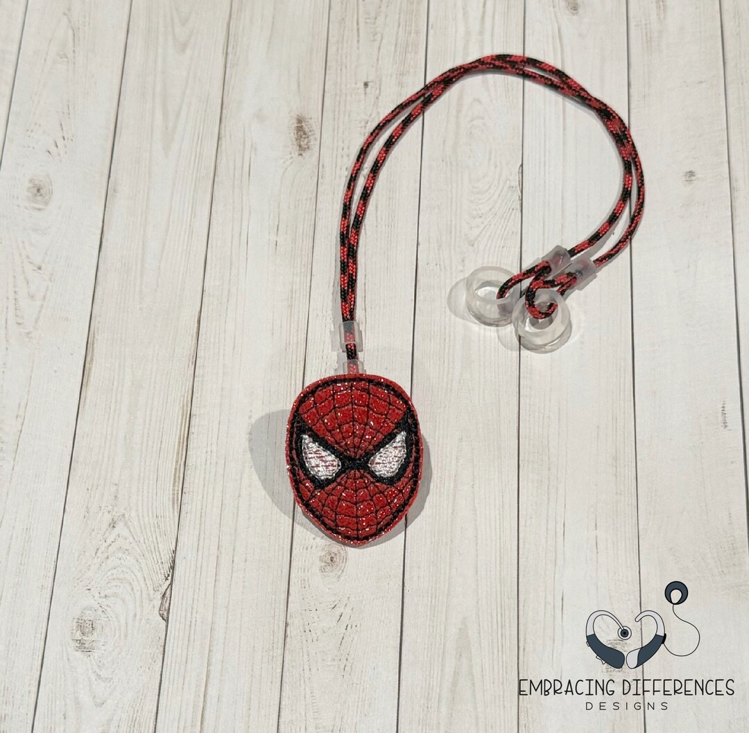 Small Red Web Hero Hearing Aid or Cochlear Implant Leash / Retention ...