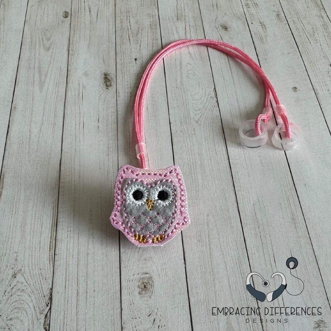 Pink Owl Hearing Aid or Cochlear Implant Leash / Retention Cord ...