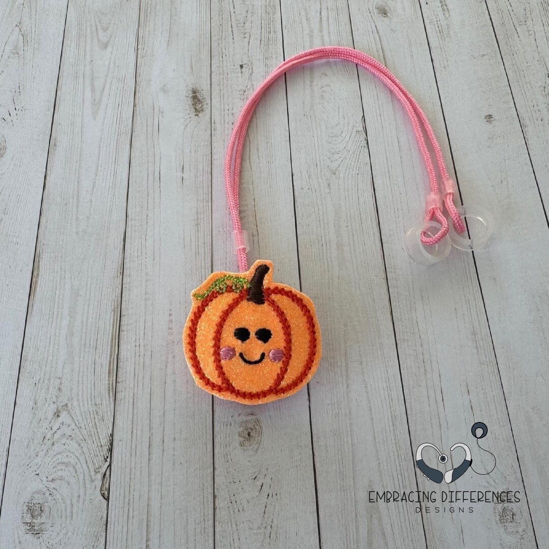 Pink Cheek Pumpkin Hearing Aid or Cochlear Implant Leash / Retention ...