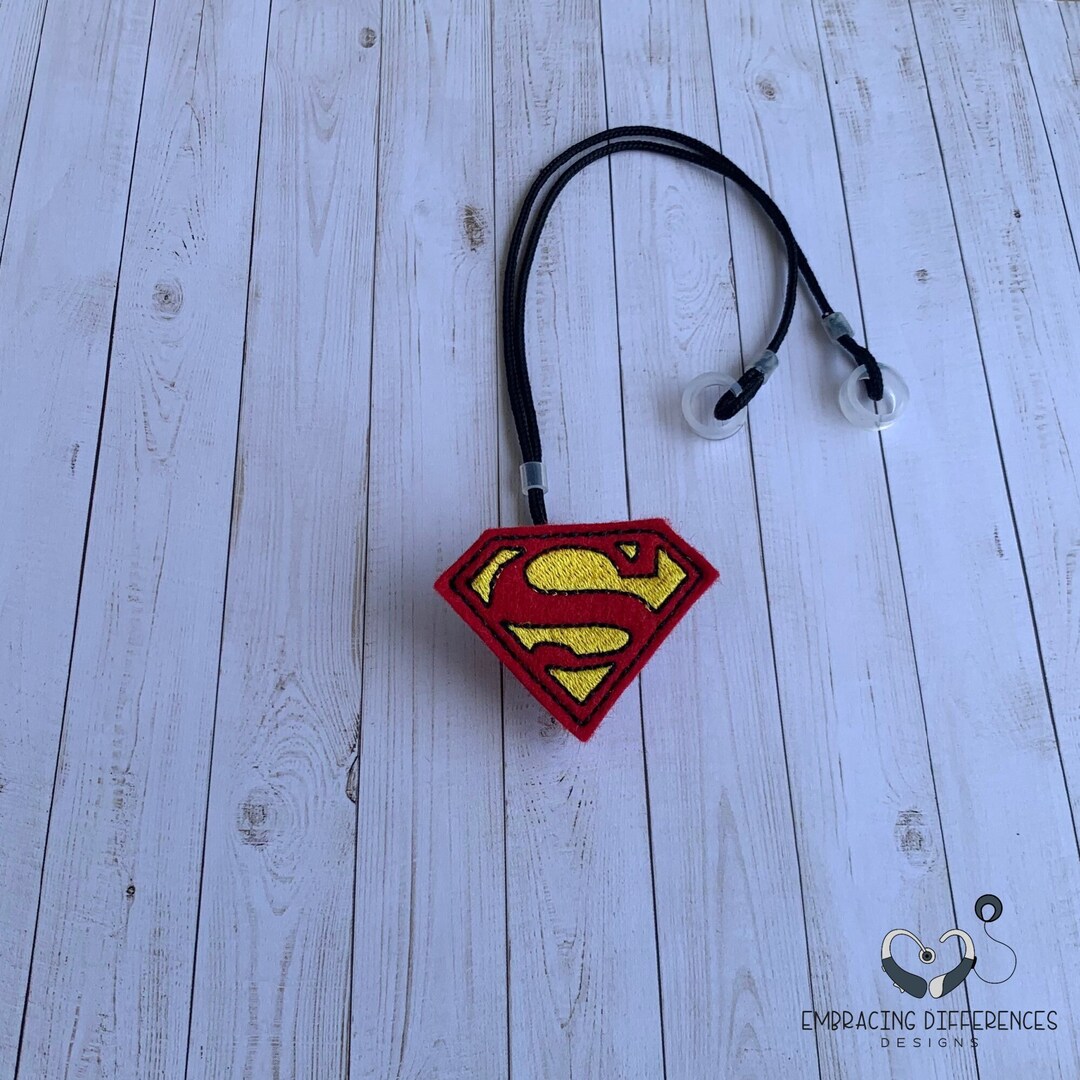 Red Super Hero Hearing Aid or Cochlear Implant Leash / Retention Cord ...