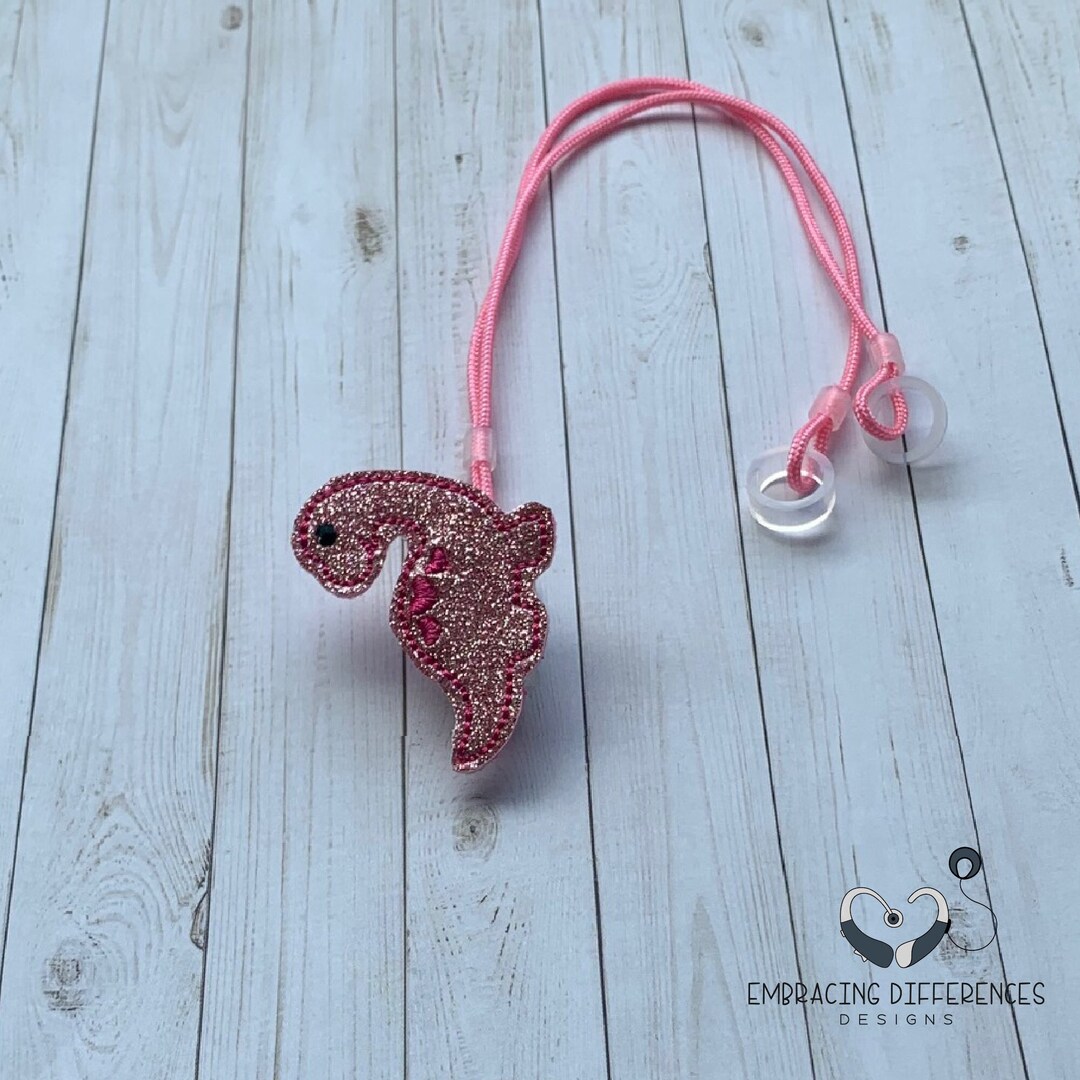 VERTICAL Sparkly Pink Dinosaur Hearing Aid or Cochlear Implant - Etsy