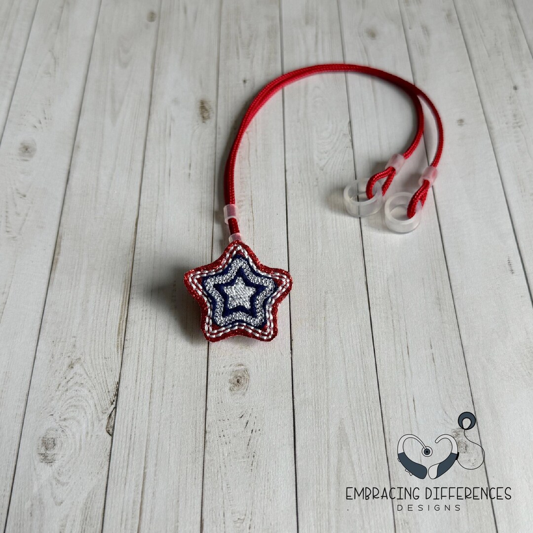 Patriotic Star Hearing Aid or Cochlear Implant Leash / Retention Cord ...