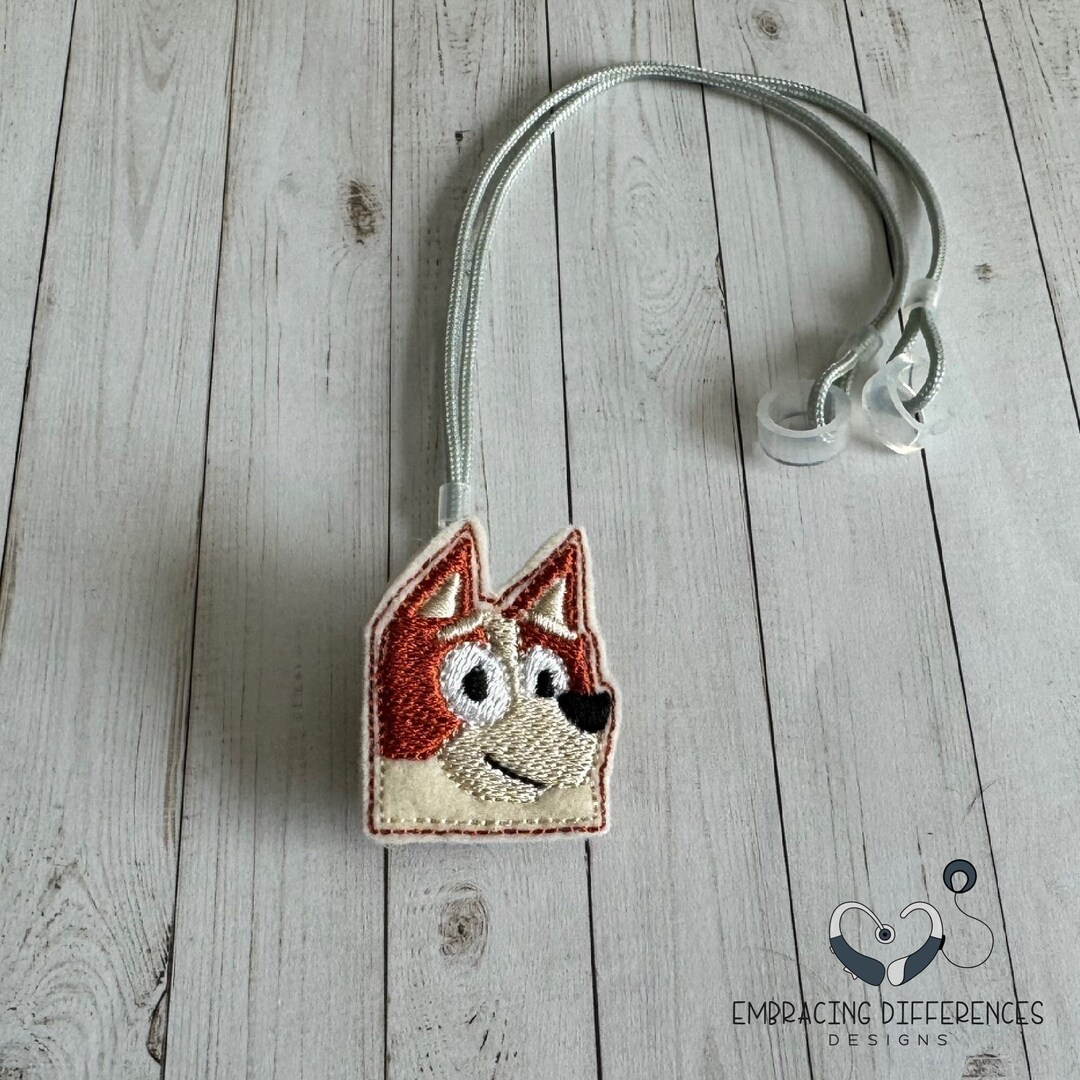 Brown Dog Head on Felt Hearing Aid or Cochlear Implant Leash ...