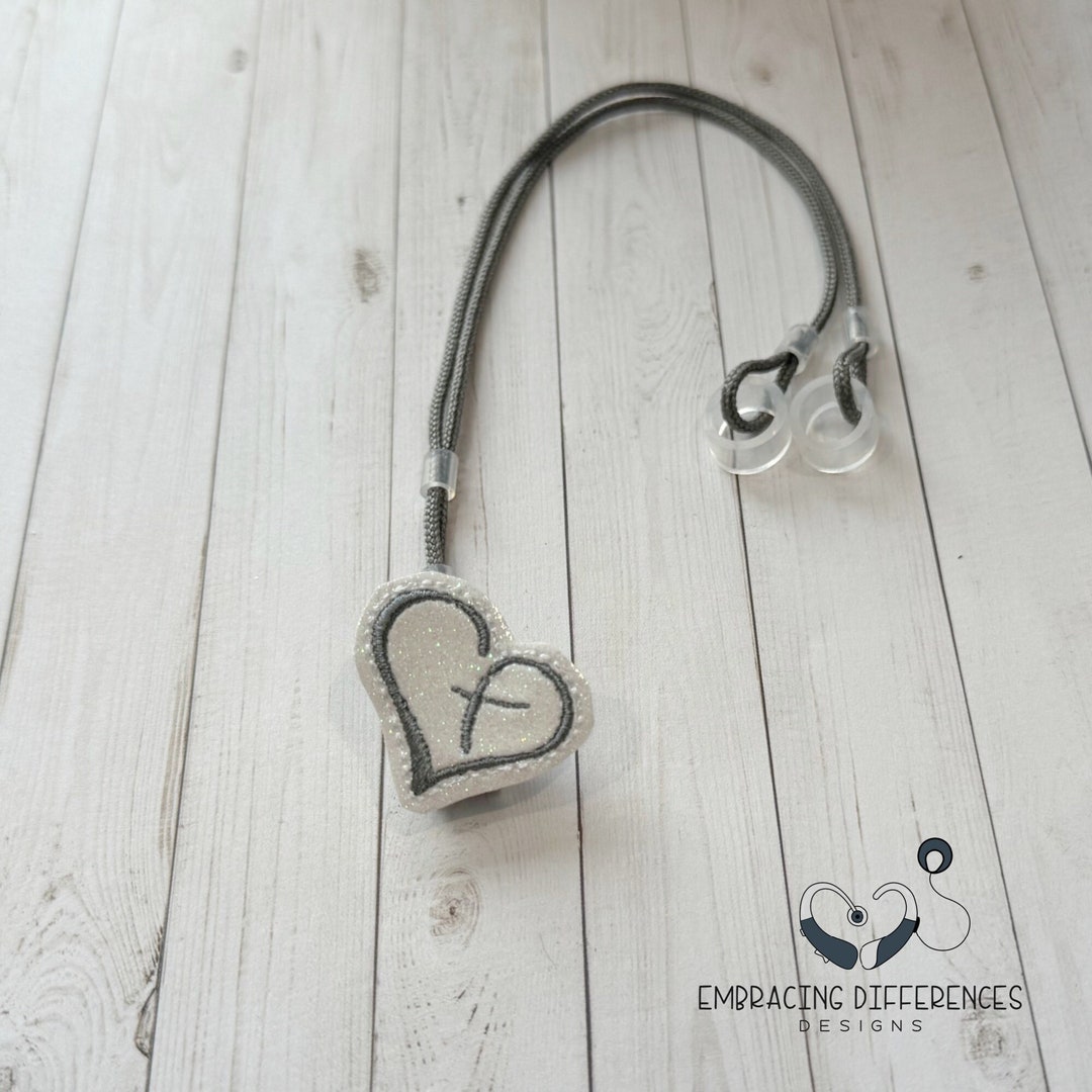 Cross in Heart Hearing Aid or Cochlear Implant Leash / Retention Cord ...