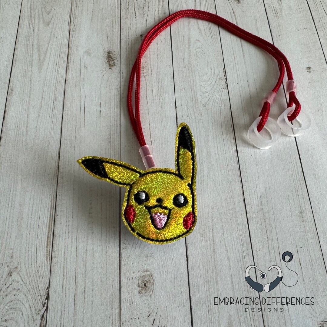 Sparkly Pikachu Hearing Aid or Cochlear Implant Leash / Retention Cord ...