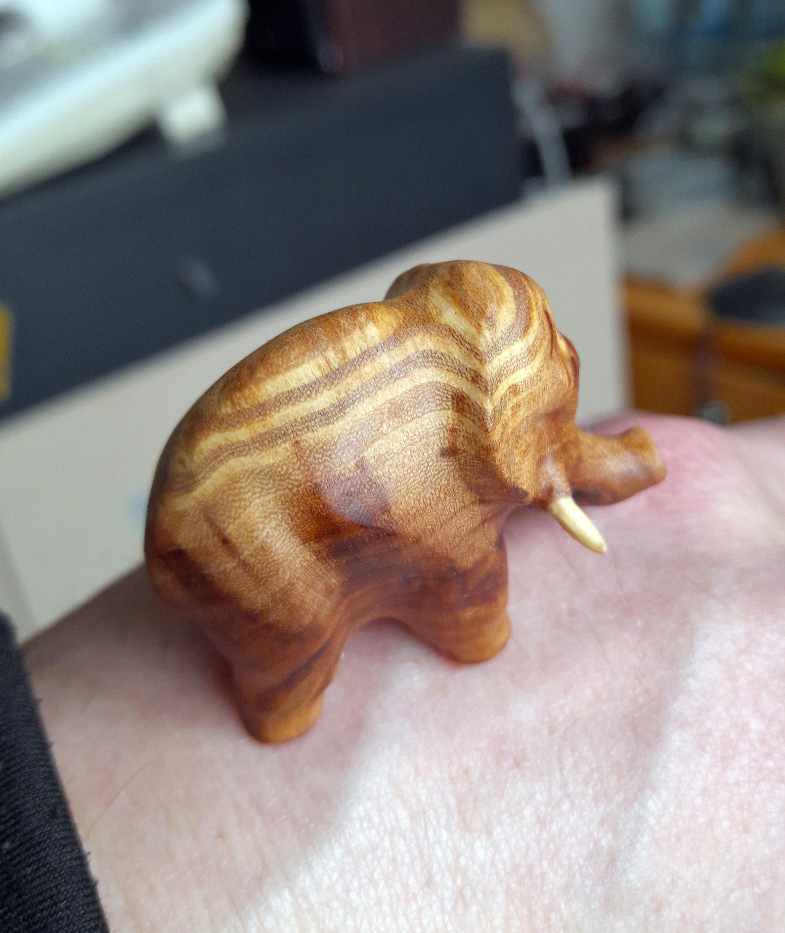 Mammoth Cub Carved From Elm Wood. the Tusks Are Carved From White El ...