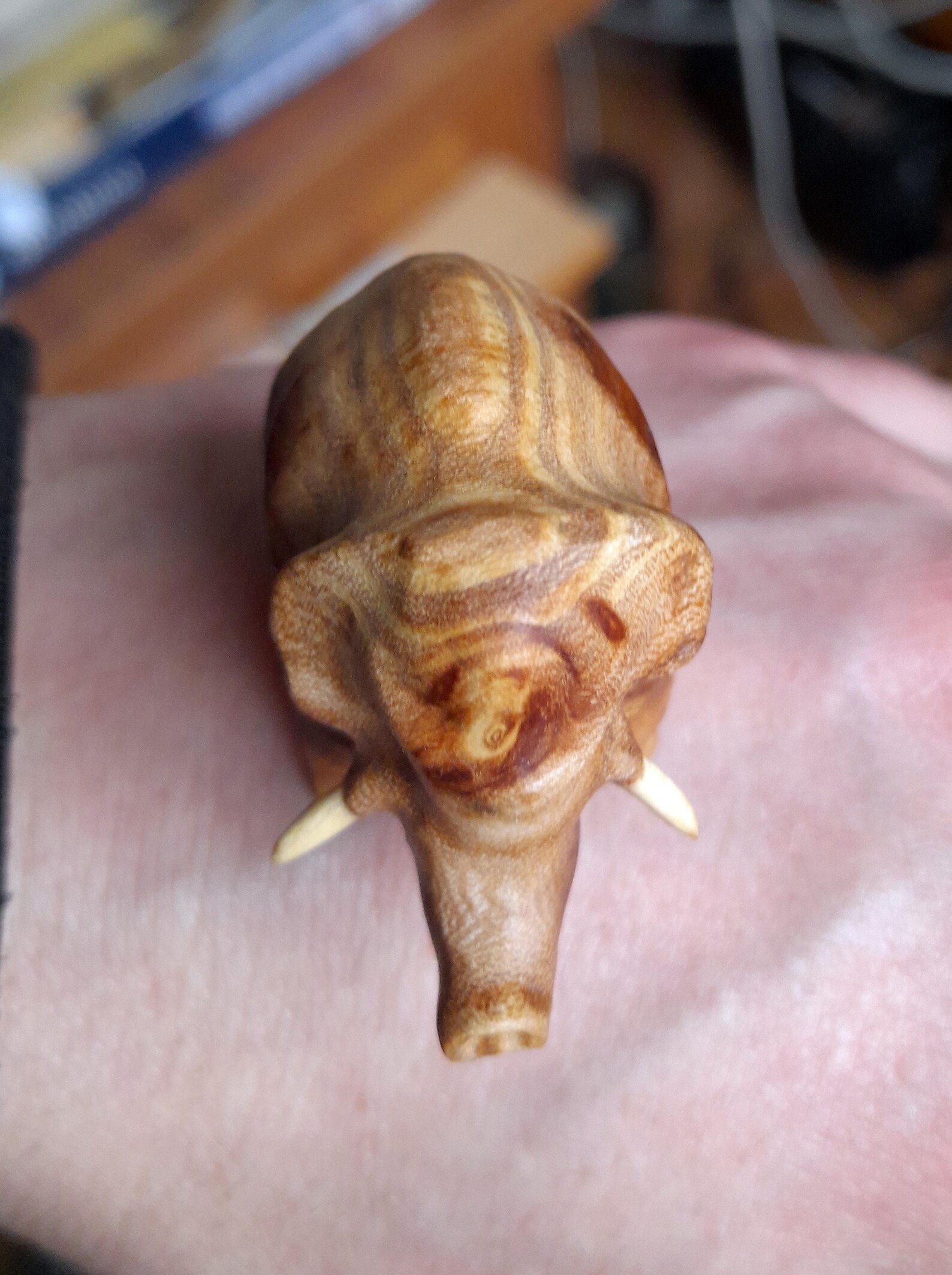 Mammoth Cub Carved From Elm Wood. the Tusks Are Carved From White El ...