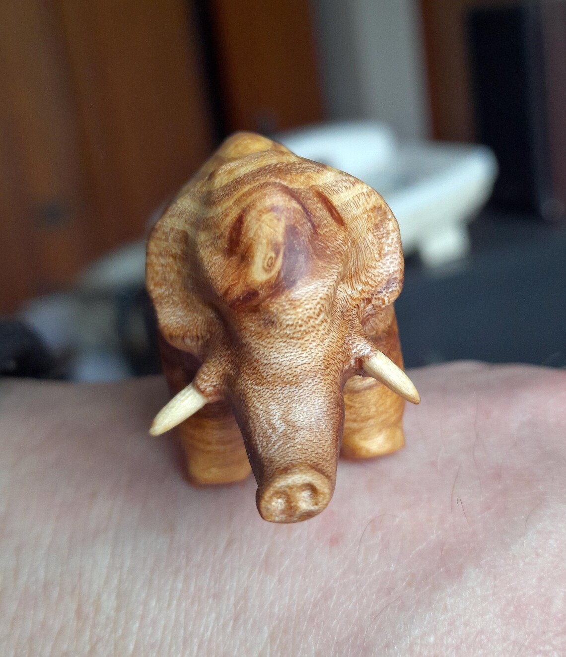 Mammoth Cub Carved From Elm Wood. the Tusks Are Carved From White El ...
