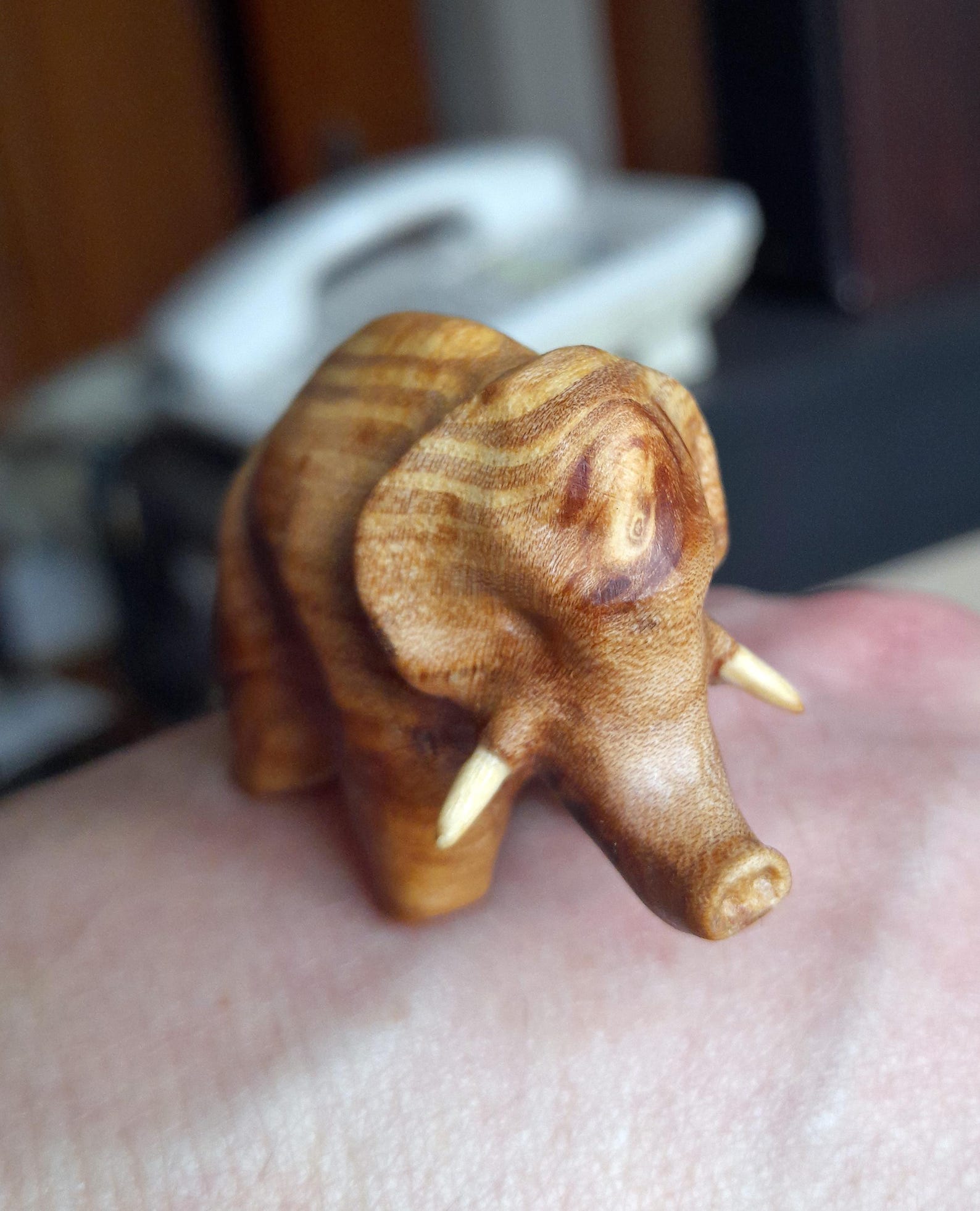 Mammoth Cub Carved From Elm Wood. the Tusks Are Carved From White El ...