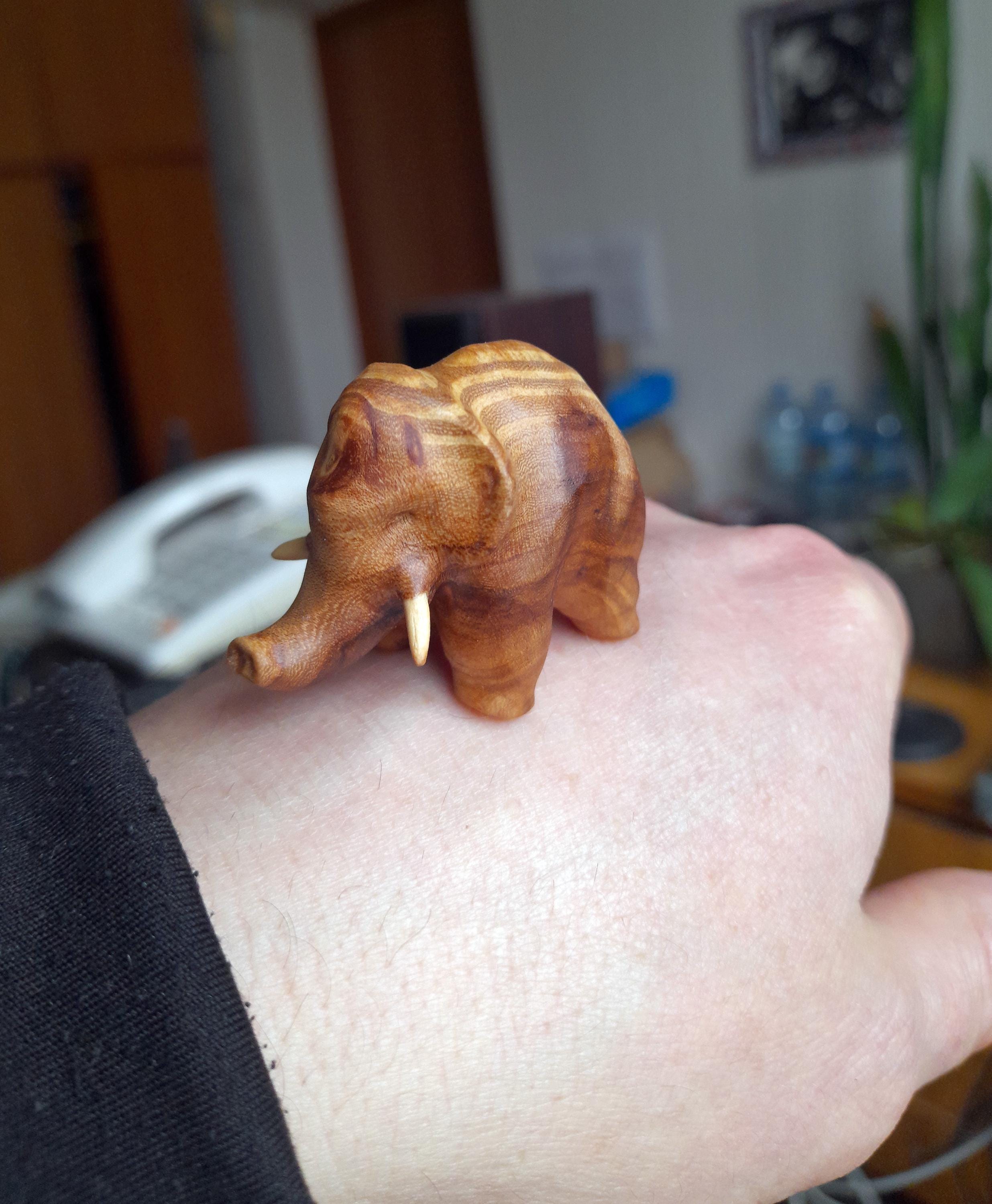 Mammoth Cub Carved From Elm Wood. the Tusks Are Carved From White El ...