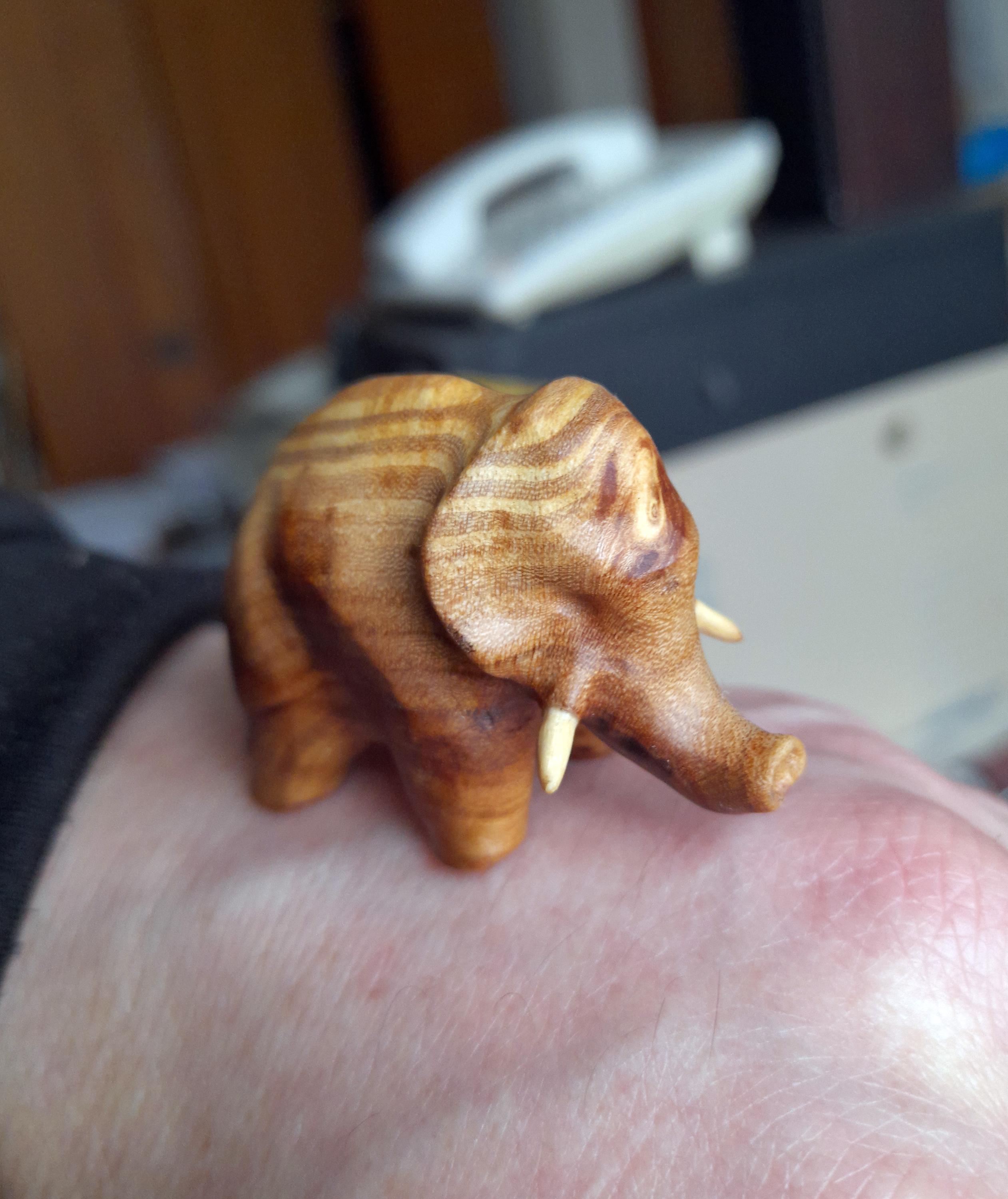 Mammoth Cub Carved From Elm Wood. the Tusks Are Carved From White El ...