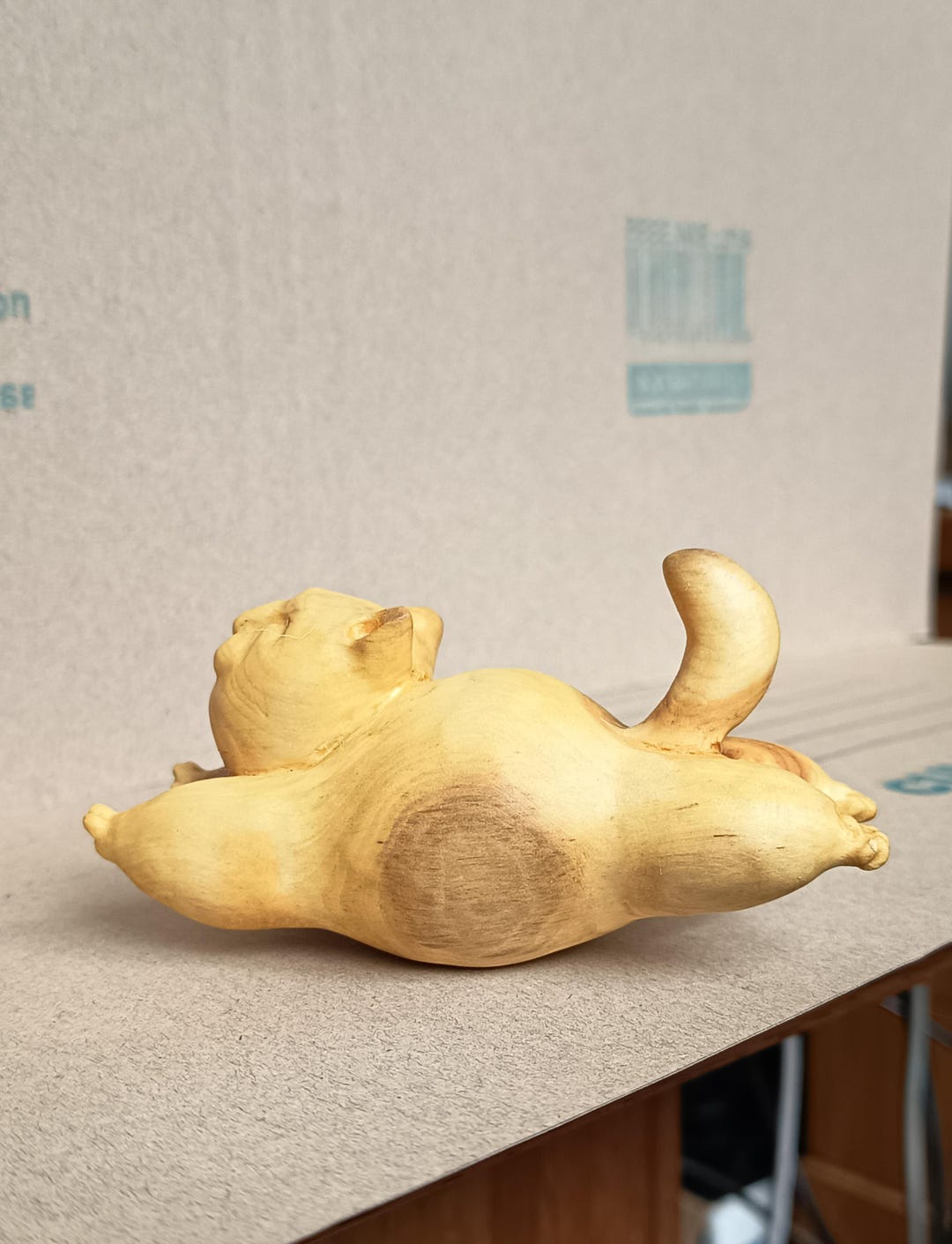 This Charming Wooden Cat Made of Aspen Wood in the Style of Botero is ...