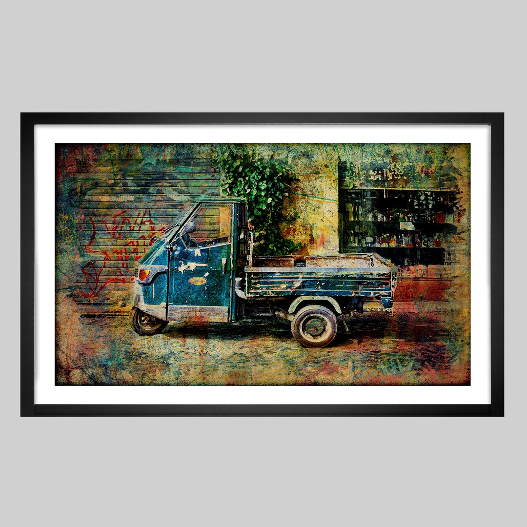 Piaggio Ape Painting, Retro Italian Piaggio Ape, Classic Piaggio Ape ...