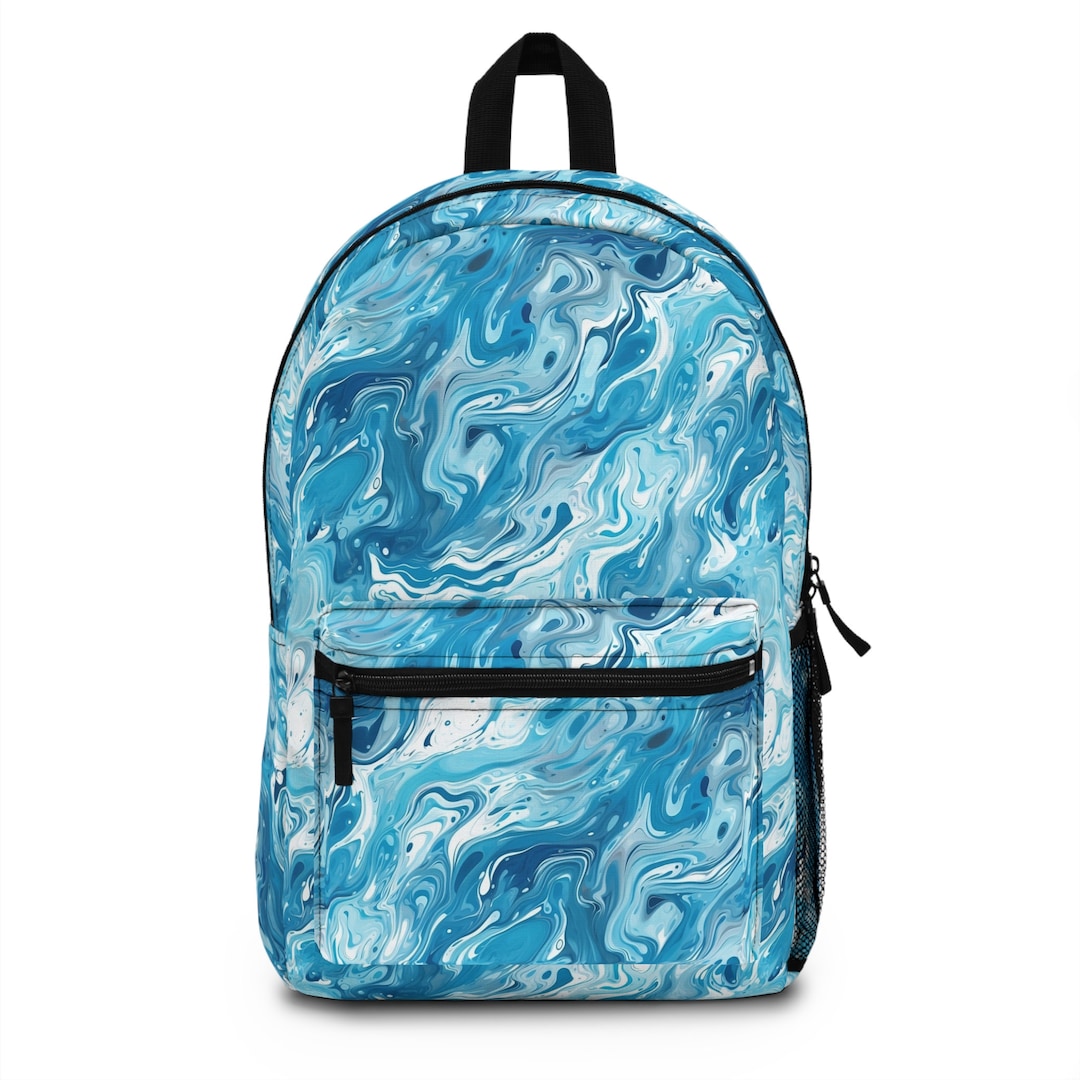 Blue Hydro Dip Style Waterproof Backpack, Trippy Gamer Hippie Backpacks ...
