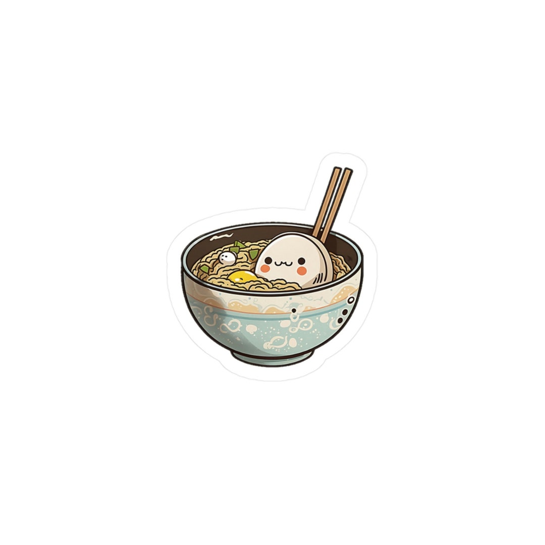Cute Chibi Ramen Bowl Water Resistant Decal, Adorable Anime Miso Soup ...