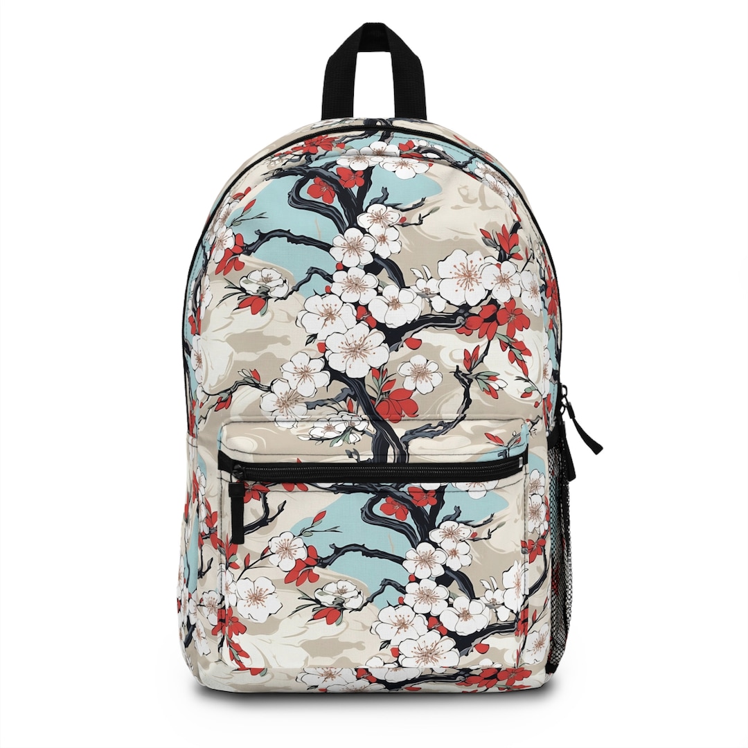 Red Japanese Flowers Waterproof Backpack, Gamer Girl Backpacks, Girls ...