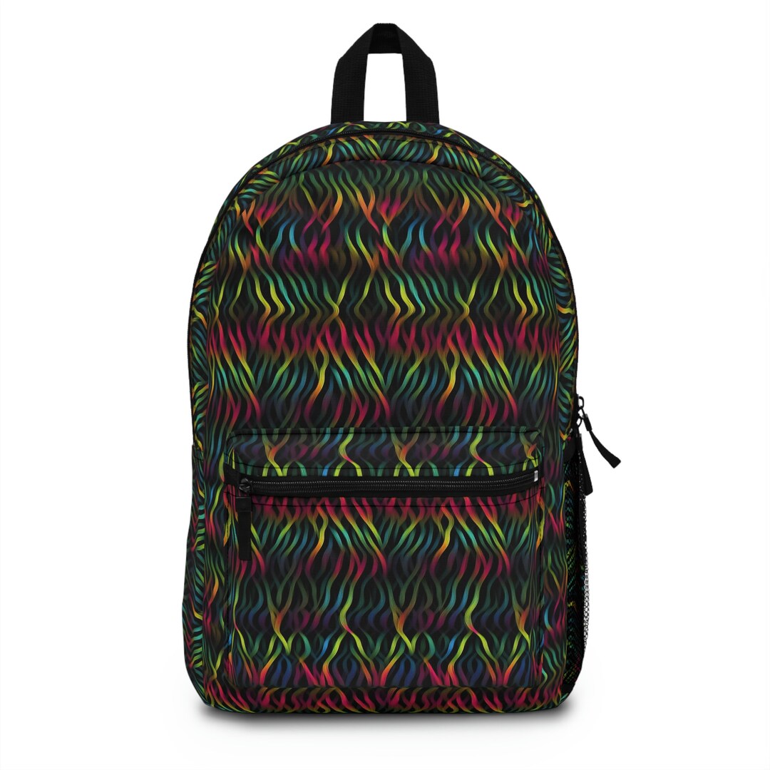 Psychedelic Ribbons Waterproof Backpack, Trippy Gamer Hippie Backpacks ...