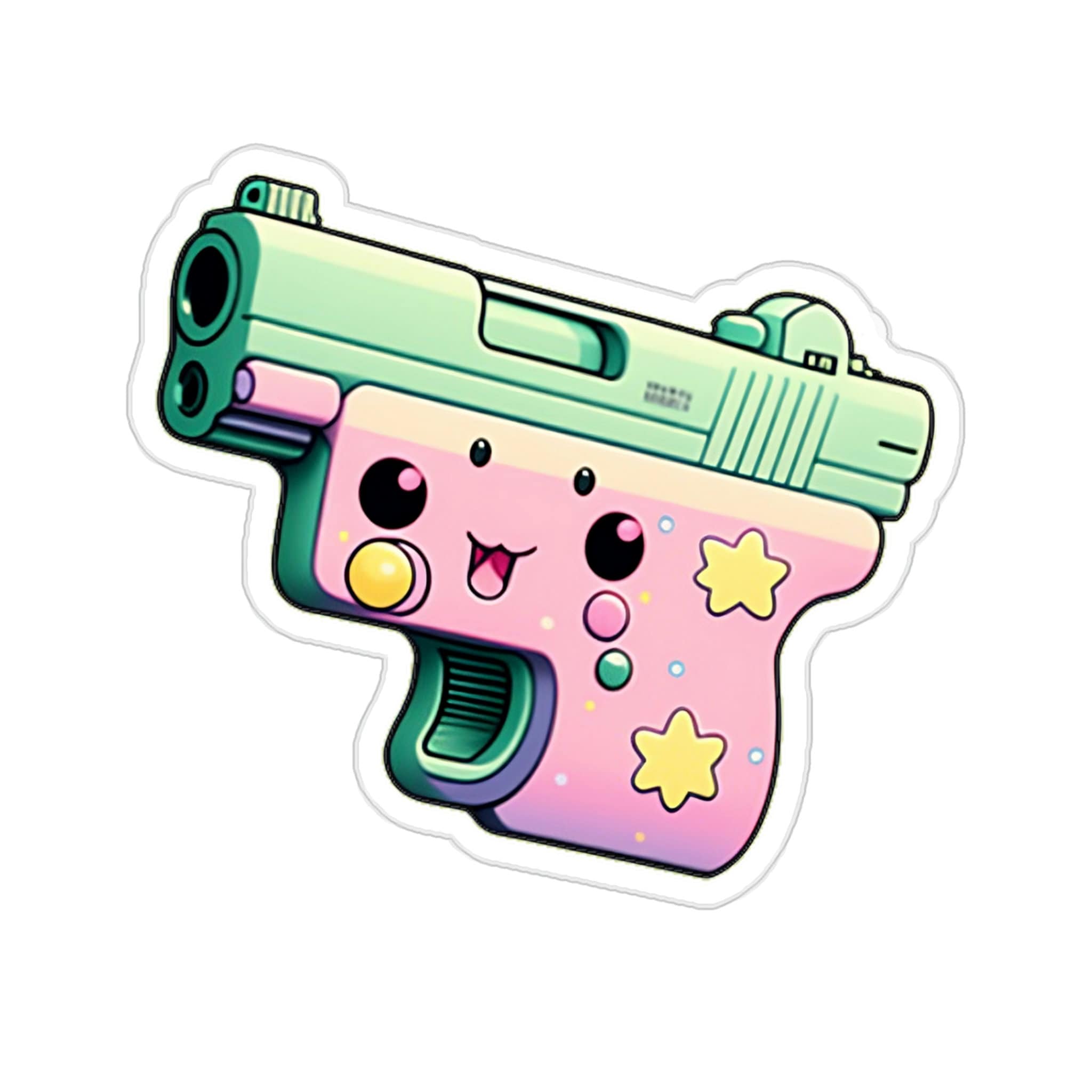 Cute Chibi Anime Pistol Sticker, Adorable Gamer Girl Decal, Womens ...
