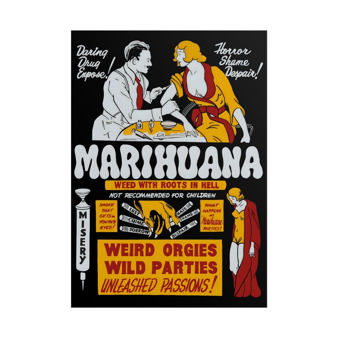 Restored 'roots in Hell' Marijuana Poster, Vintage Stoner Art - Etsy