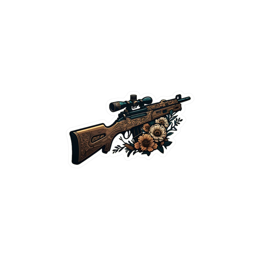 Steampunk Sniper Rifle Vinyl Sticker: Floral Gamer Decal - Etsy