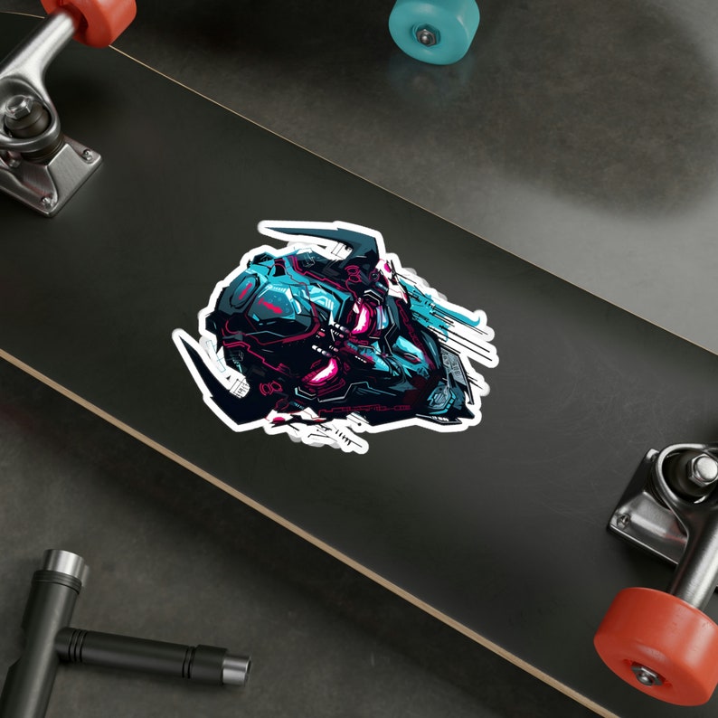 Cyberpunk Robot Water Resistant Decal, Cyborg Futuristic Head Sticker ...