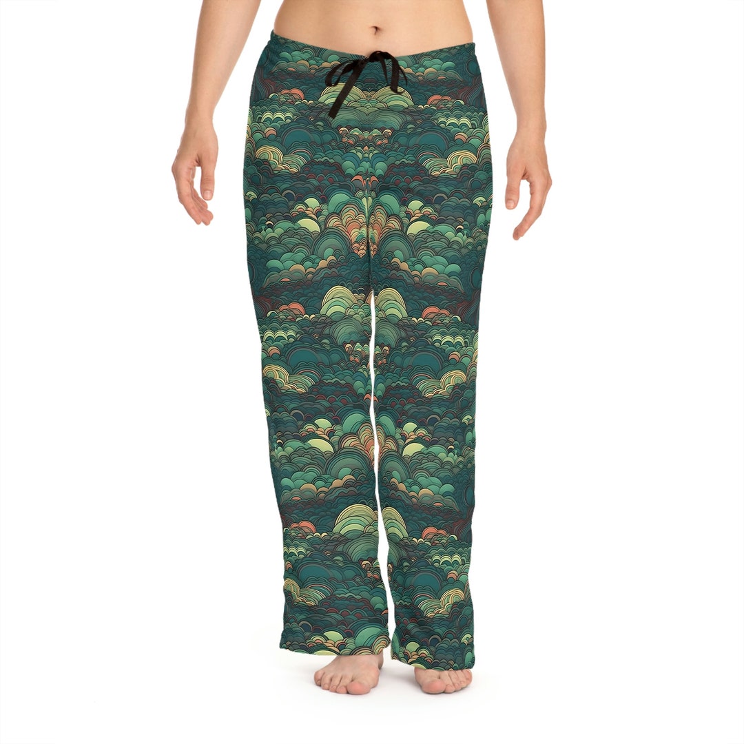 Womens Psychedelic Pajama Pants, Gamer Trippy Pjs, Hippie Mushrooms ...