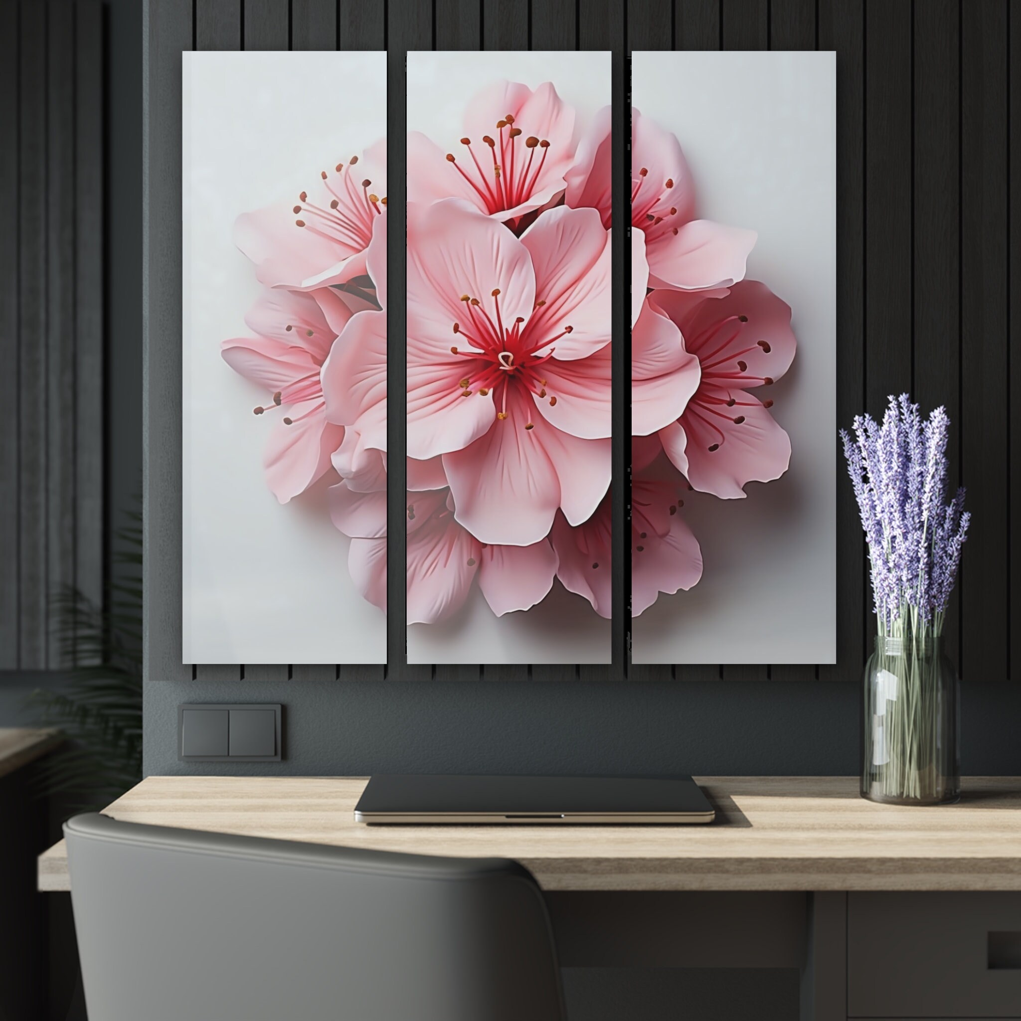 Cherry Blossom Triptych Style Acrylic Prints, Japanese Sakura Wall Art, Hanami Celebration ...