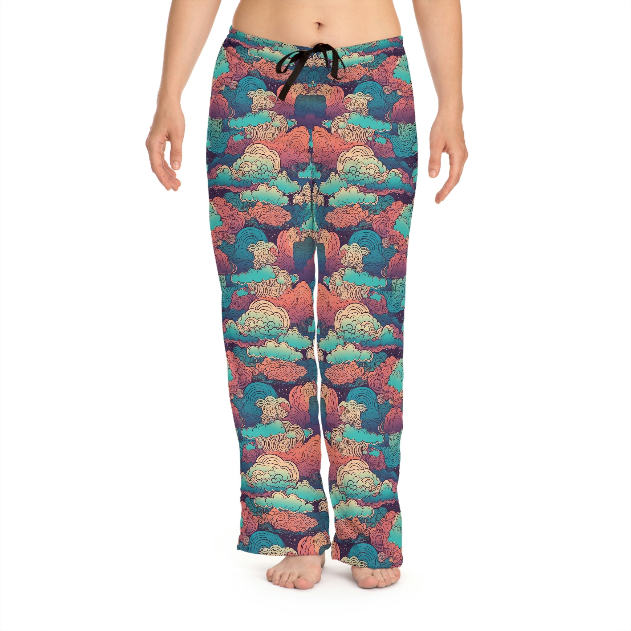 Womens Clouds Psychedelic Pajama Pants, Gamer Trippy Pjs, Hippie ...