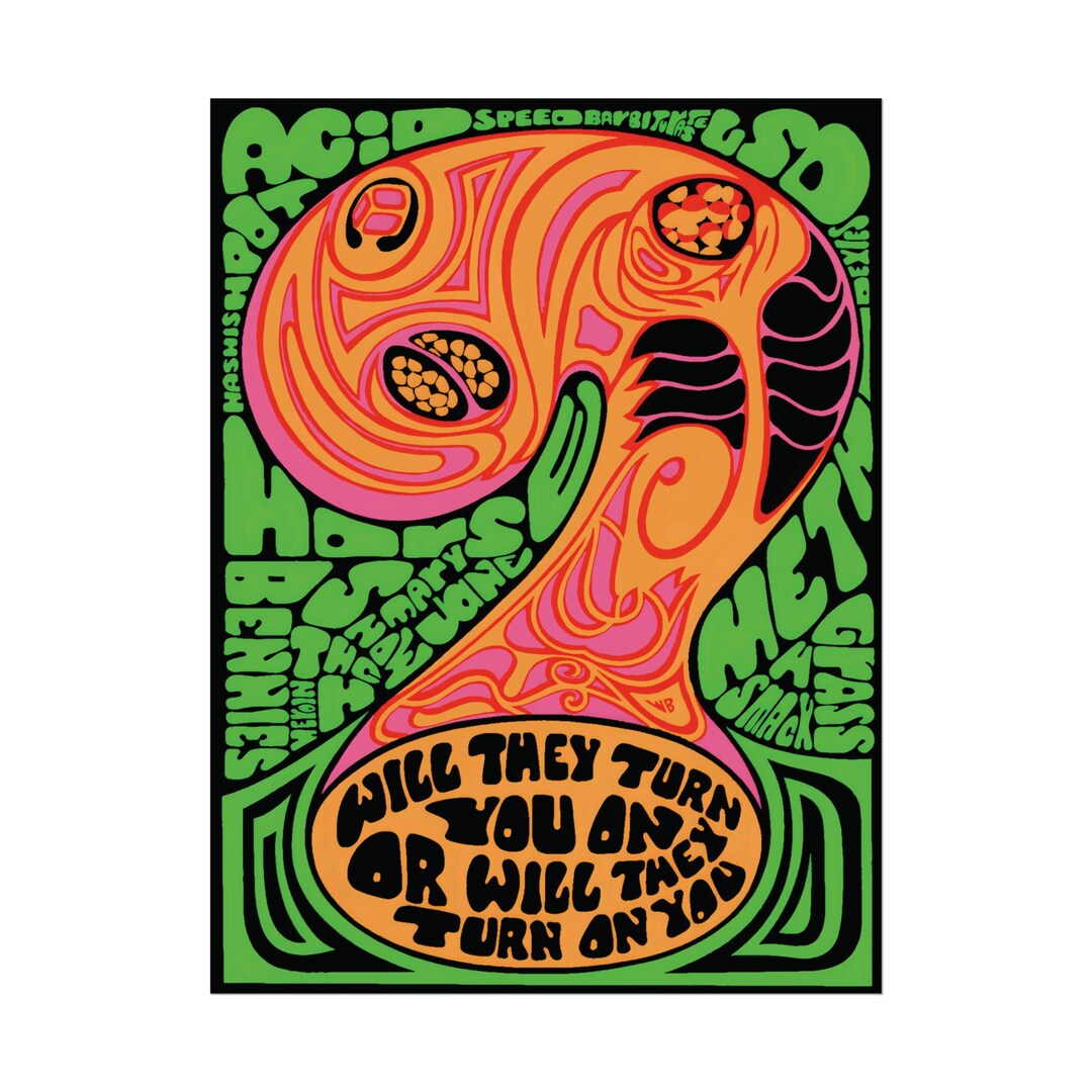 RESTORED COLORS HD Vintage Anti-drugs Psychedelic Poster, Stoner Poster ...