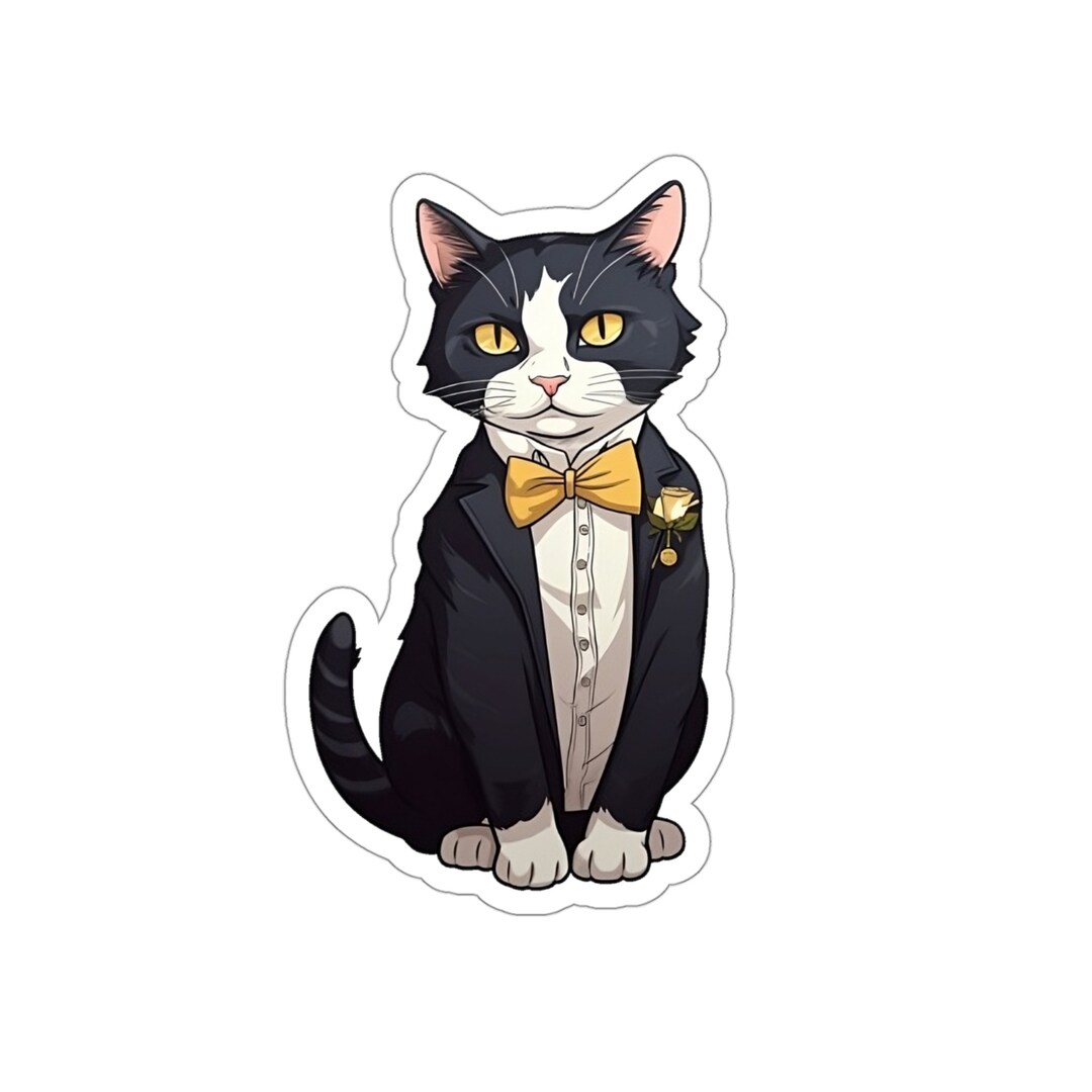 Tuxedo Cat Sticker, Cute Fancy Cat Sticker, Mens Womens Laptop Indoor ...