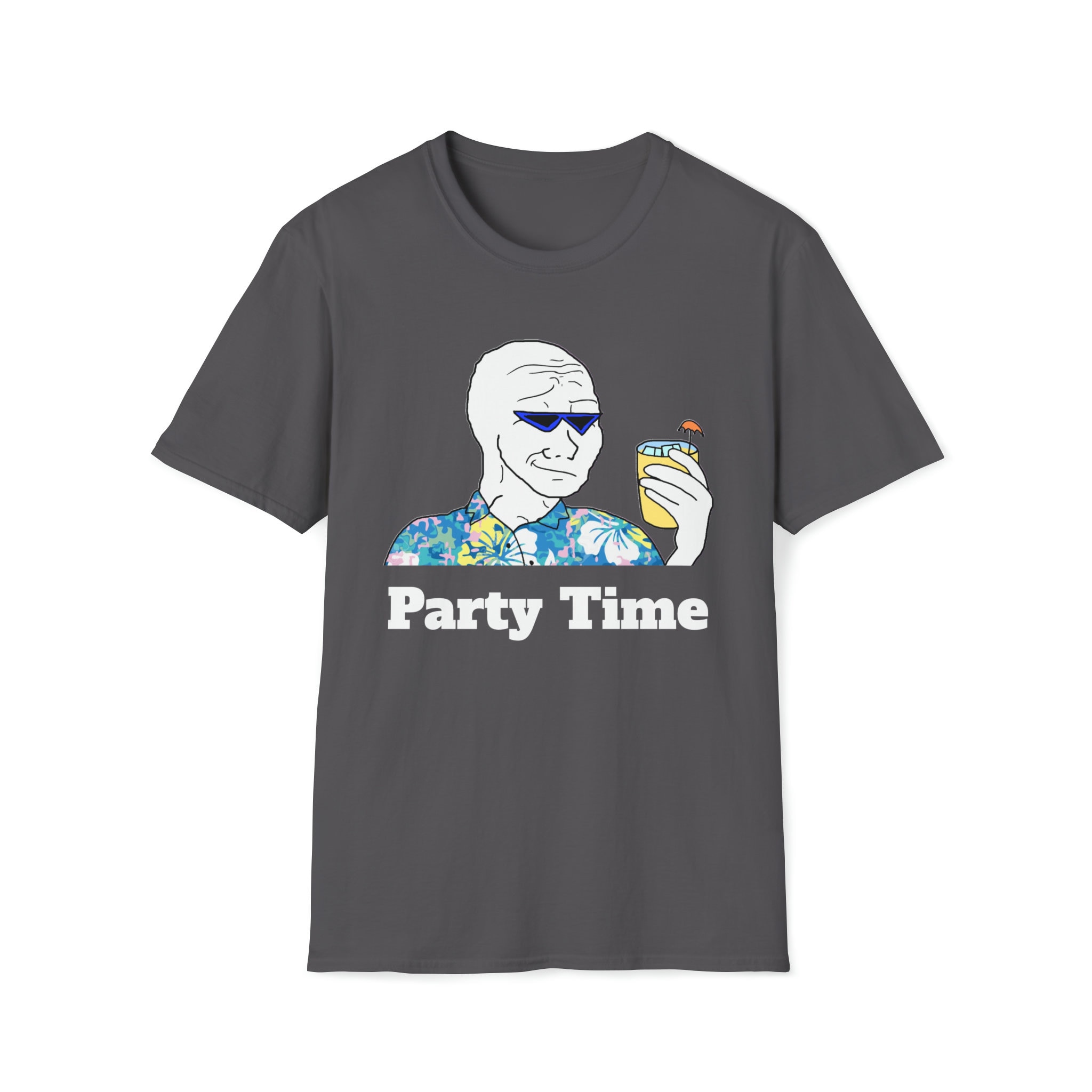 Wojak Party Time Softstyle Tshirt, Meme Party T Shirt, Mens Dads ...