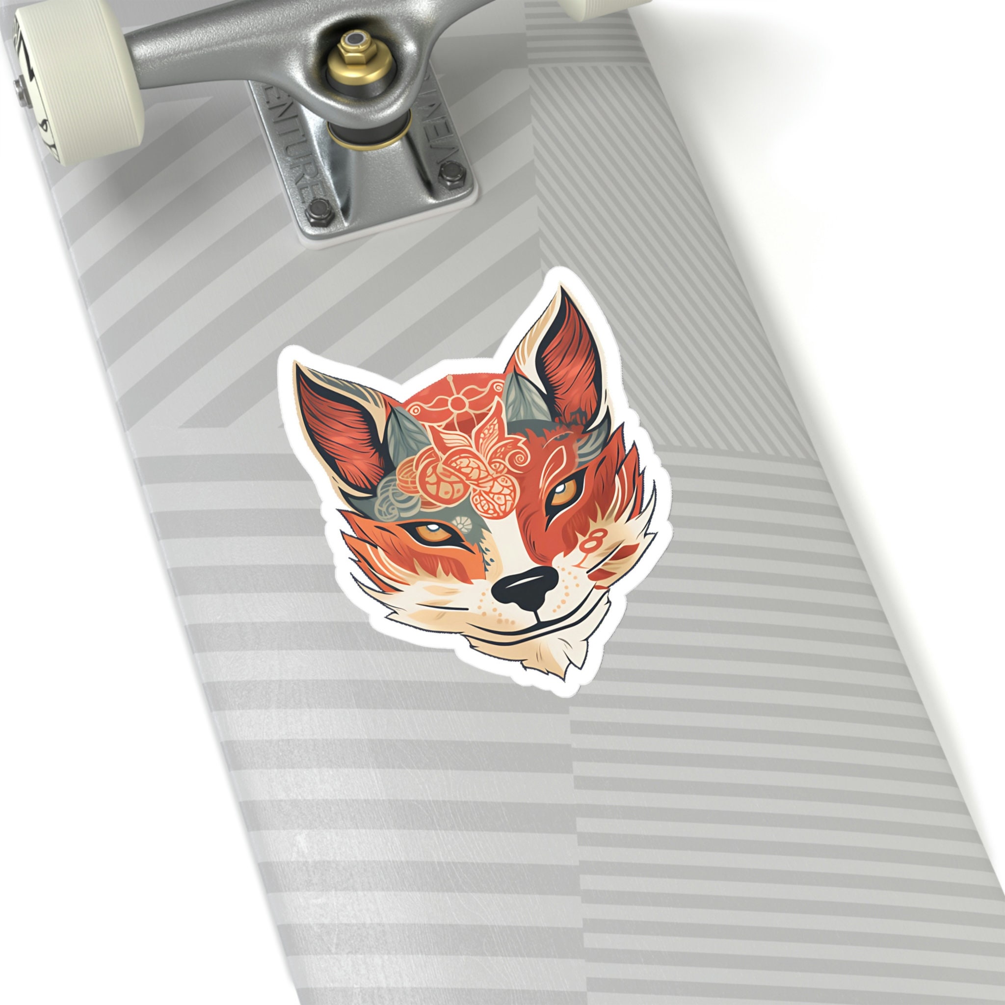 Japanese Kitsune Helmet Sticker, Fantasy Gamer Yokai Decal, Japan ...