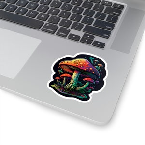 Trippy Colorful Mushroom Sticker, Gamer Hippie Decal, Mens Womens ...