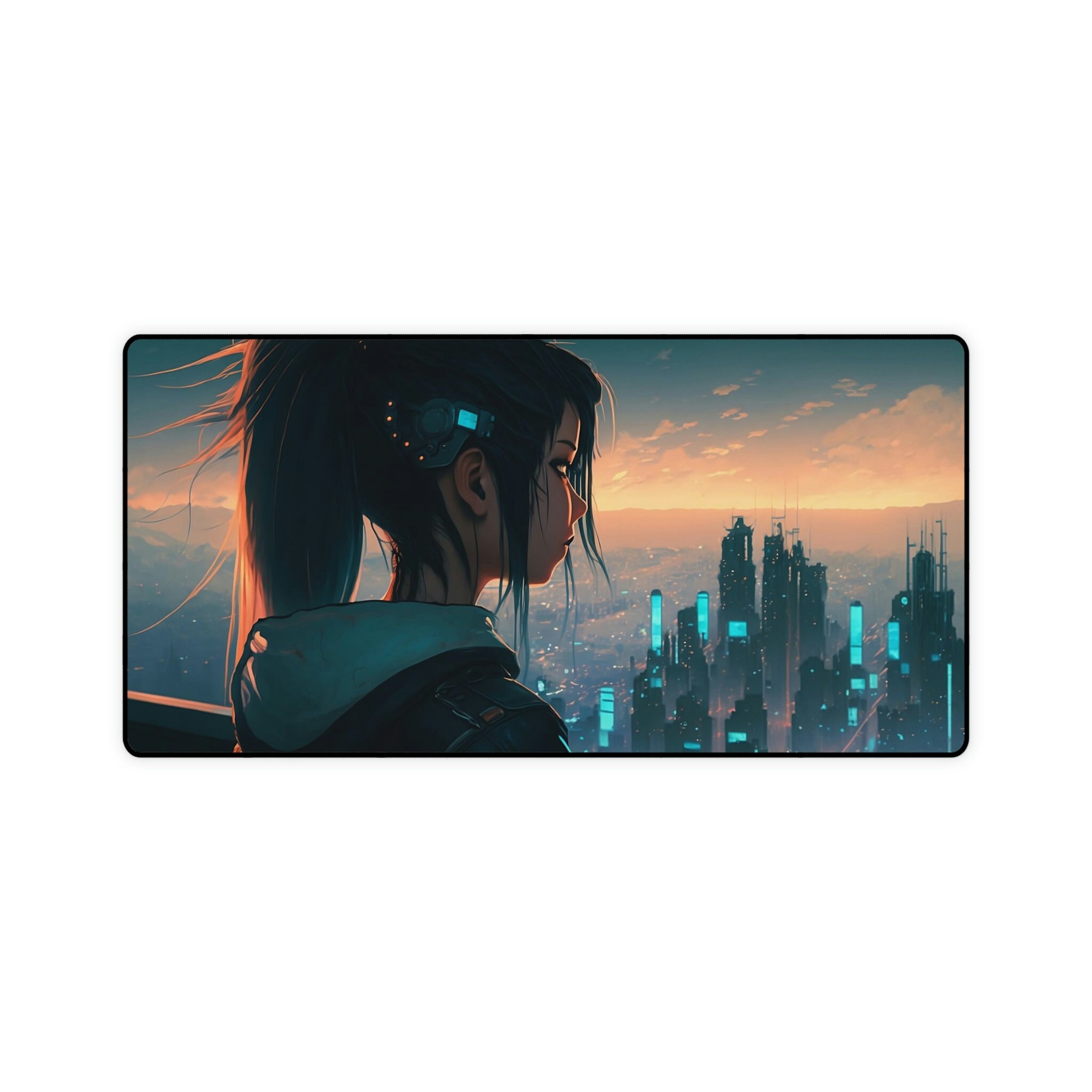 Sci-fi Cyberpunk Anime Desk Mat, Cyborg Futuristic Gamer Mouse Pad ...