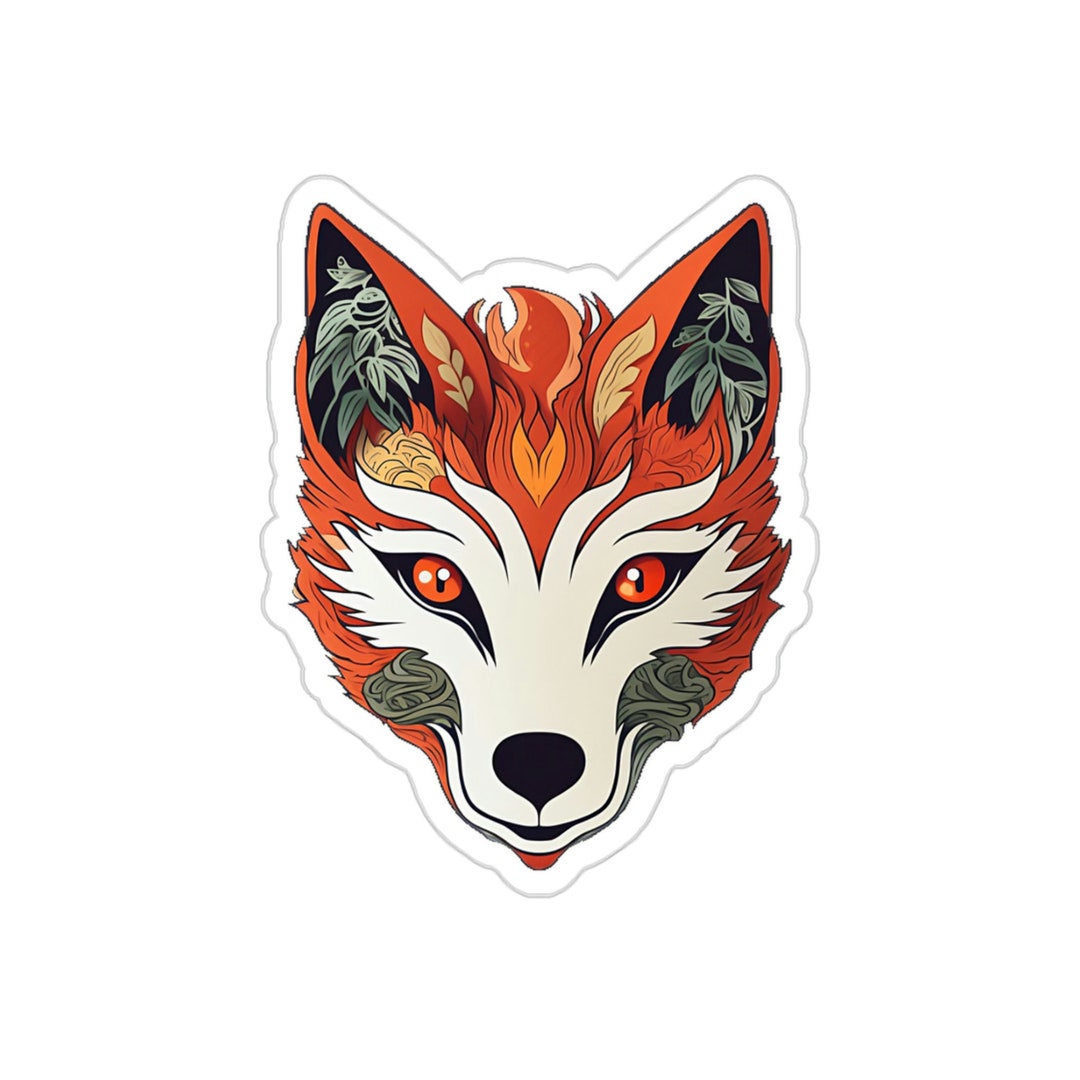 Japanese Kitsune Mask Sticker, Fantasy Gamer Yokai Decal, Japan ...