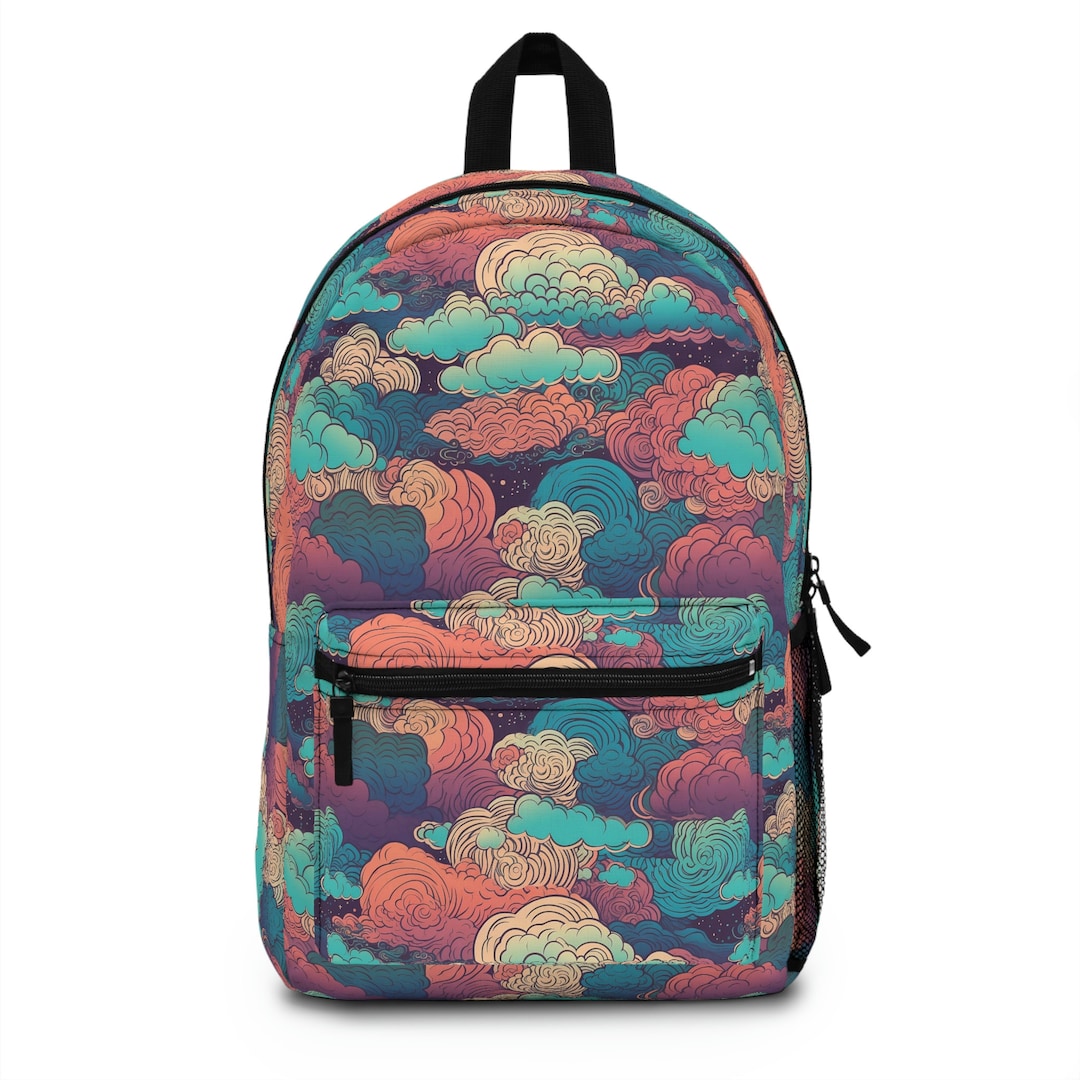 Psychedelic Clouds Waterproof Backpack, Trippy Gamer Hippie Backpacks ...