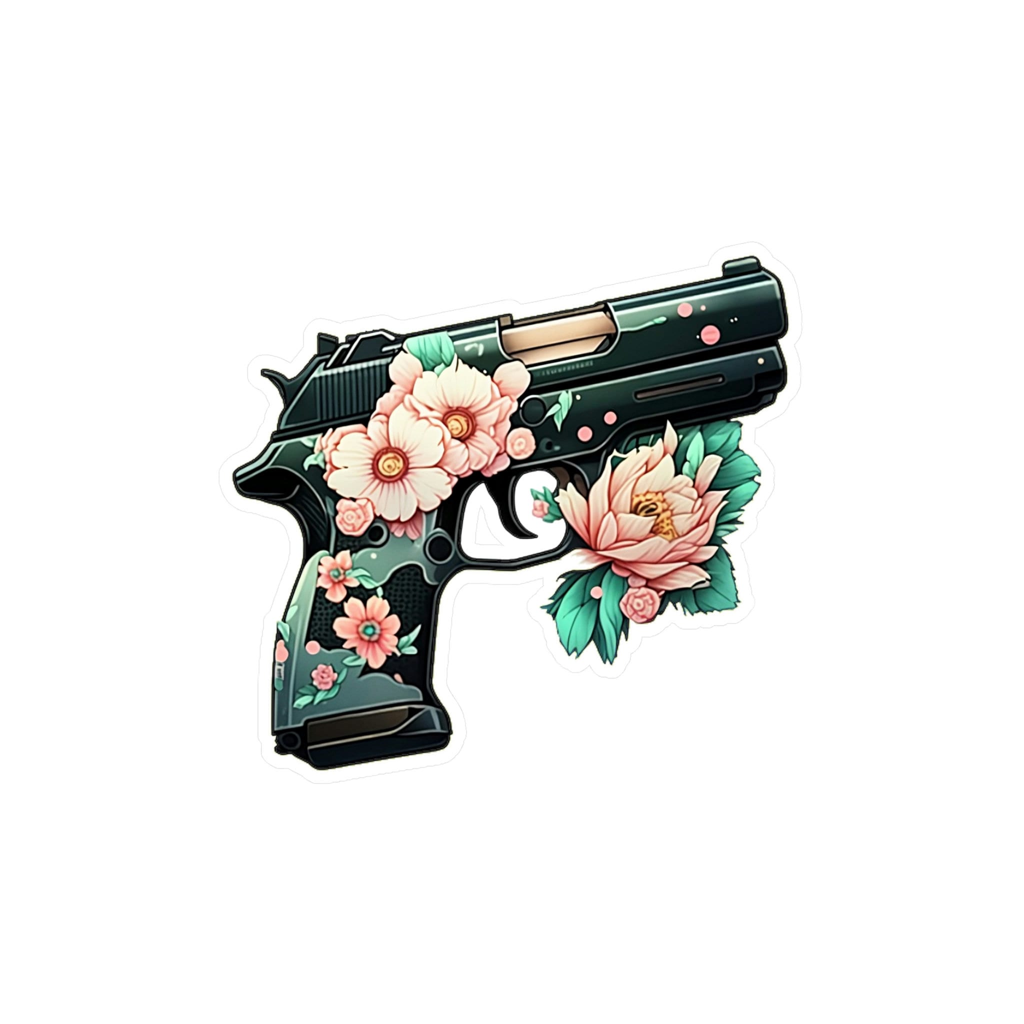 Flower Pistol Gamer Water Resistant Decal, Anime Semi-auto Gun Sticker ...
