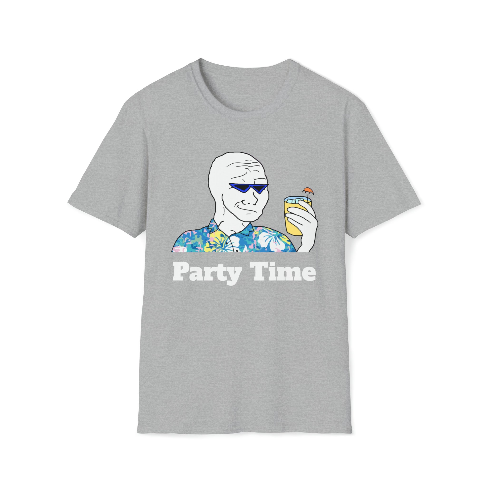 Wojak Party Time Softstyle Tshirt, Meme Party T Shirt, Mens Dads ...