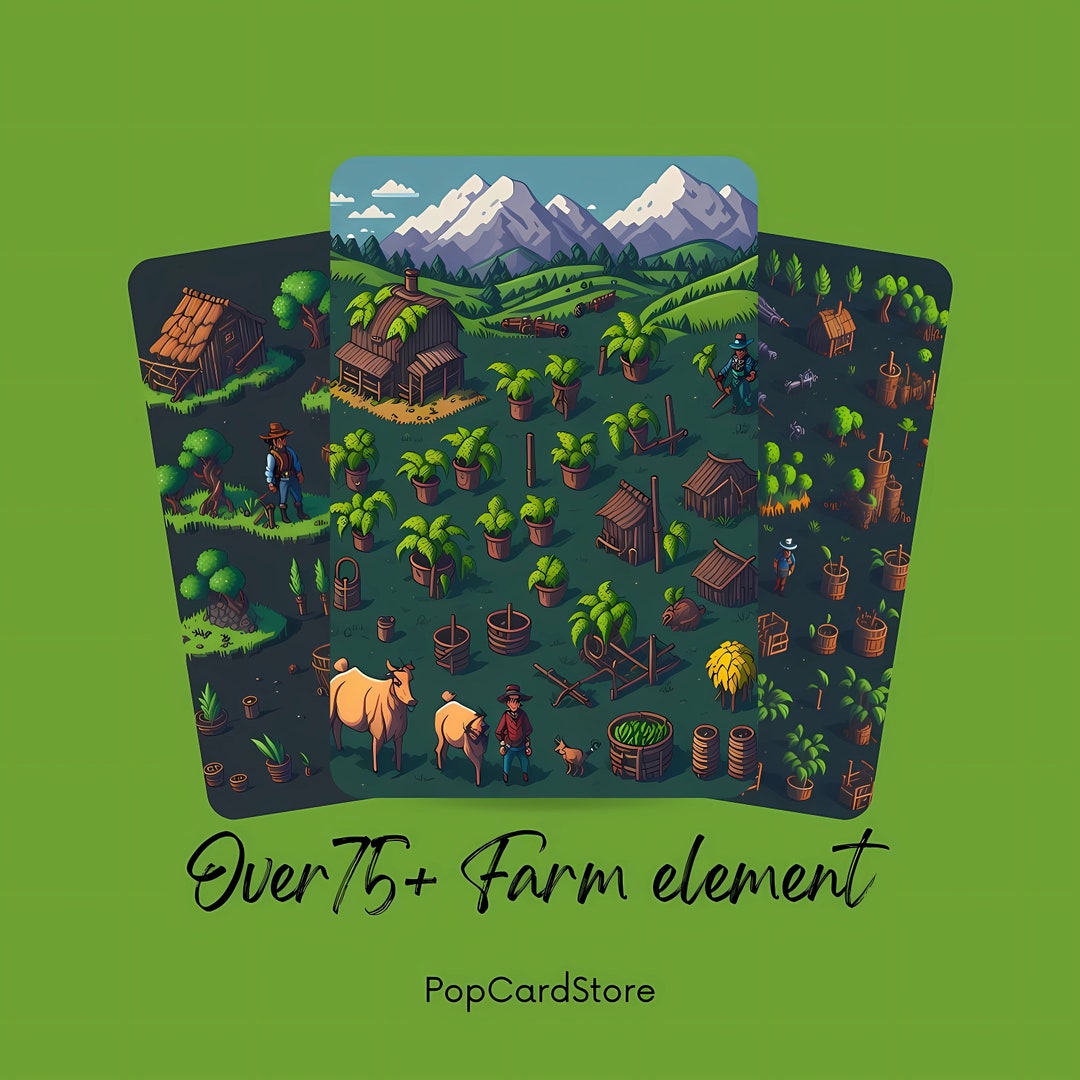 A Cheerful 2D Sprite Sheet for a Farming-high Quality Clip Art - Etsy ...