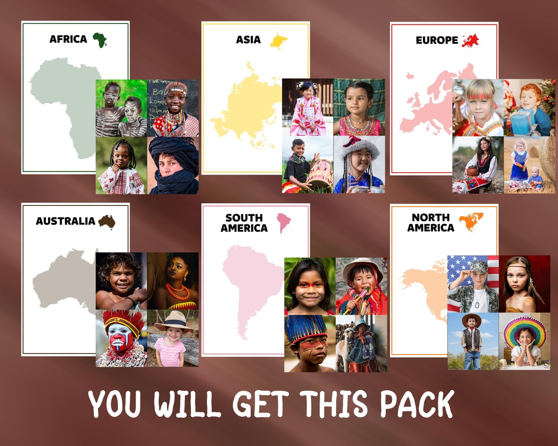 Children of the World Printable Montessori Material Cosmic - Etsy