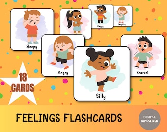 Kids Feelings Flashcards Emotions Flashcards Montessori - Etsy