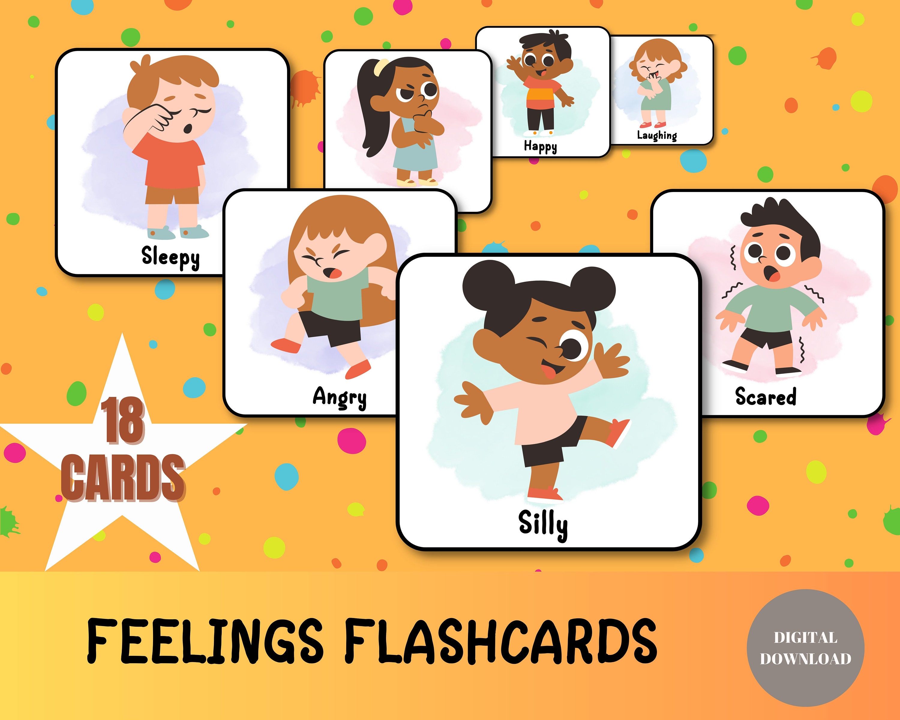 Feelings|emotions Flashcards for Kids, Preschool Printable Flashcards ...