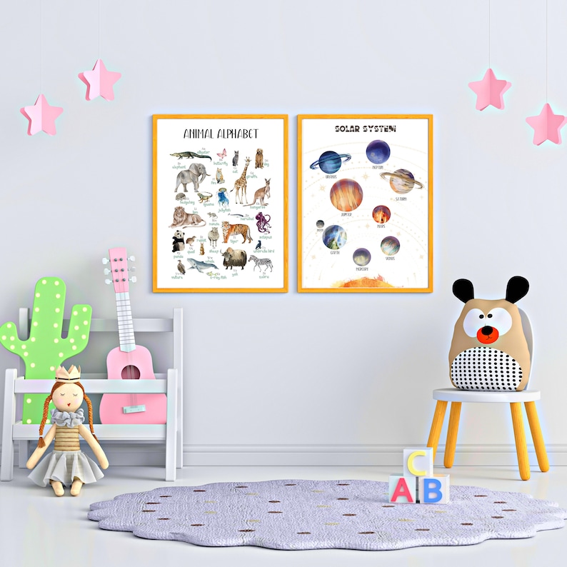 Set of Educational Posters for Kids Room, Classroom Playroom Wall Art ...