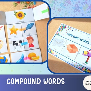 Compound Words Activity Pages Cards, Phonics Game, Kindergarten, First ...