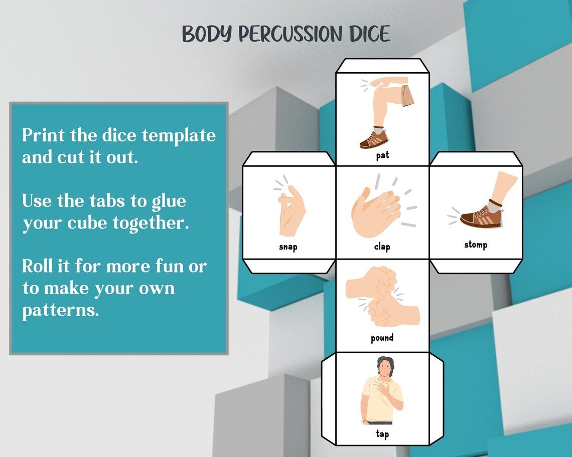 Body Awareness Cards and Activity Printable for Kids, Body Percussion ...