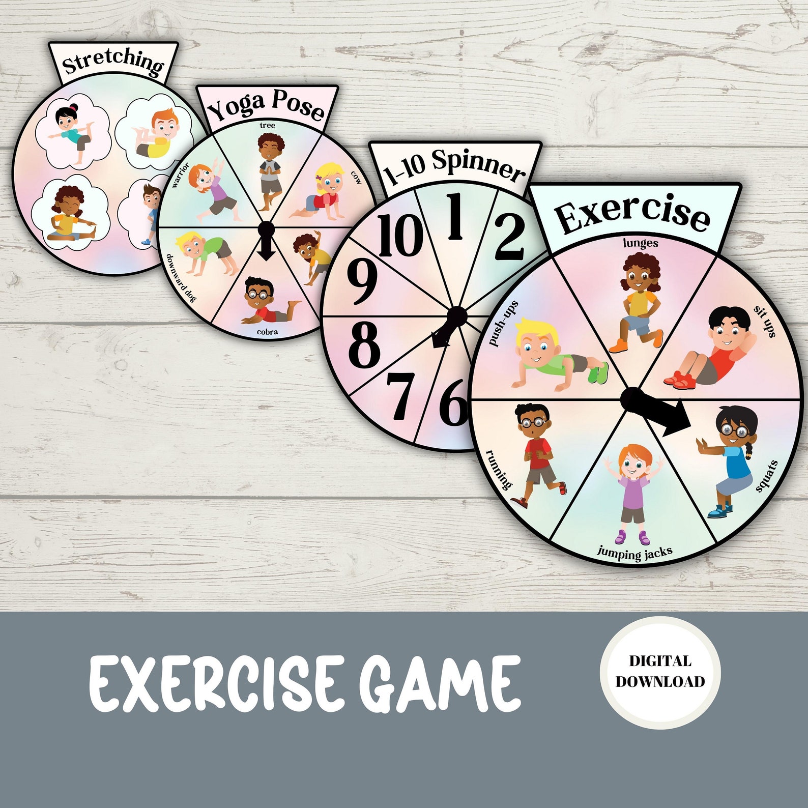Exercise and Yoga Spinner Game for Kids, Healthy Habits Activity ...