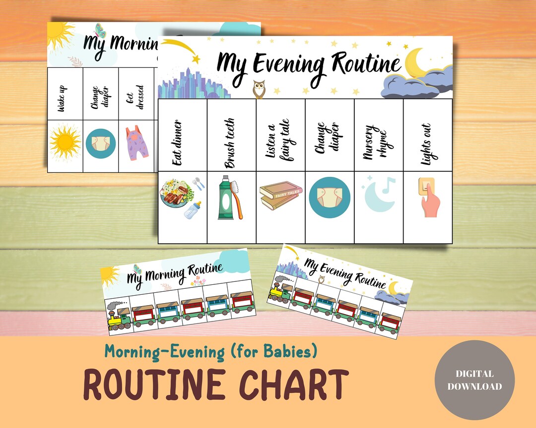Routine Chart for Babies, Morning and Evening Routine, Bedtime Routine ...