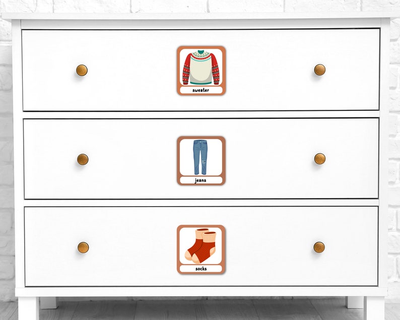 Clothes and Accessories Printable Flashcards/drawer Labels for Kids ...